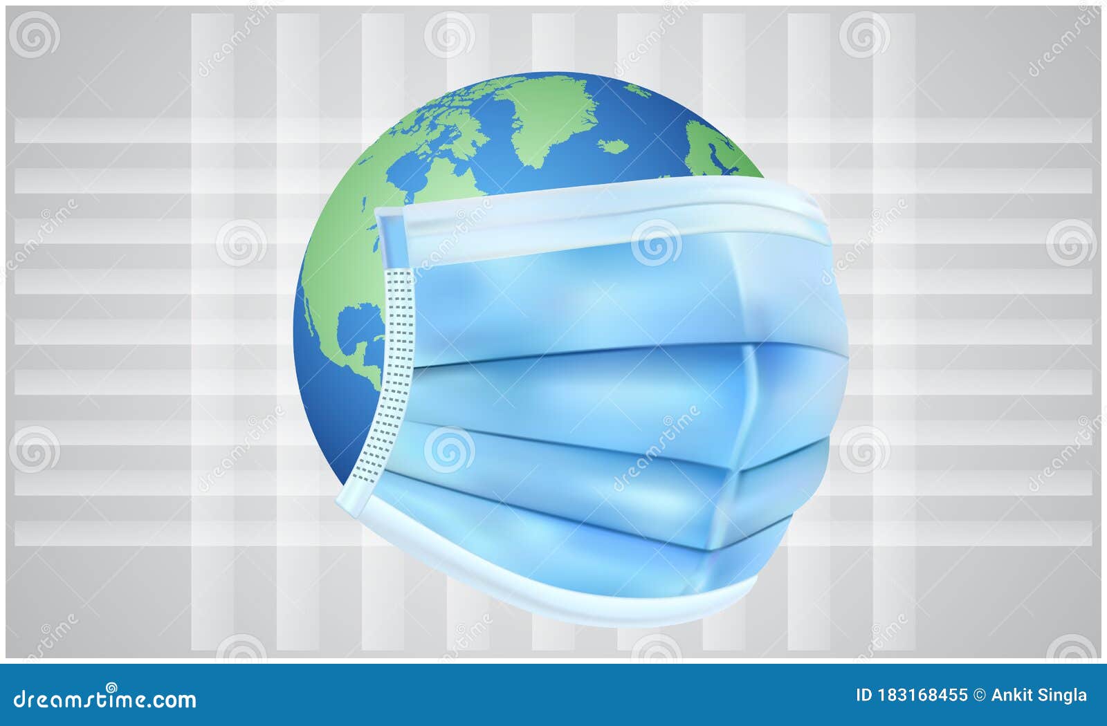 Earth Wearing Protective Face Mask on Abstract Background Stock Vector ...