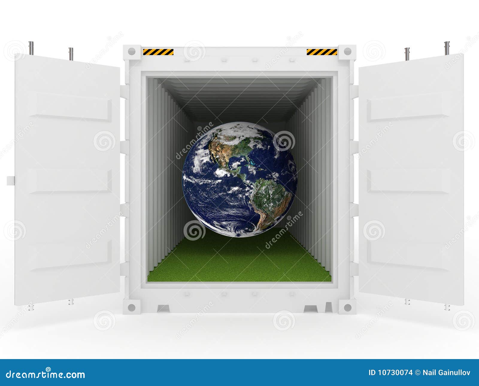 Earth in White Cargo Container with Grass Stock Illustration ...