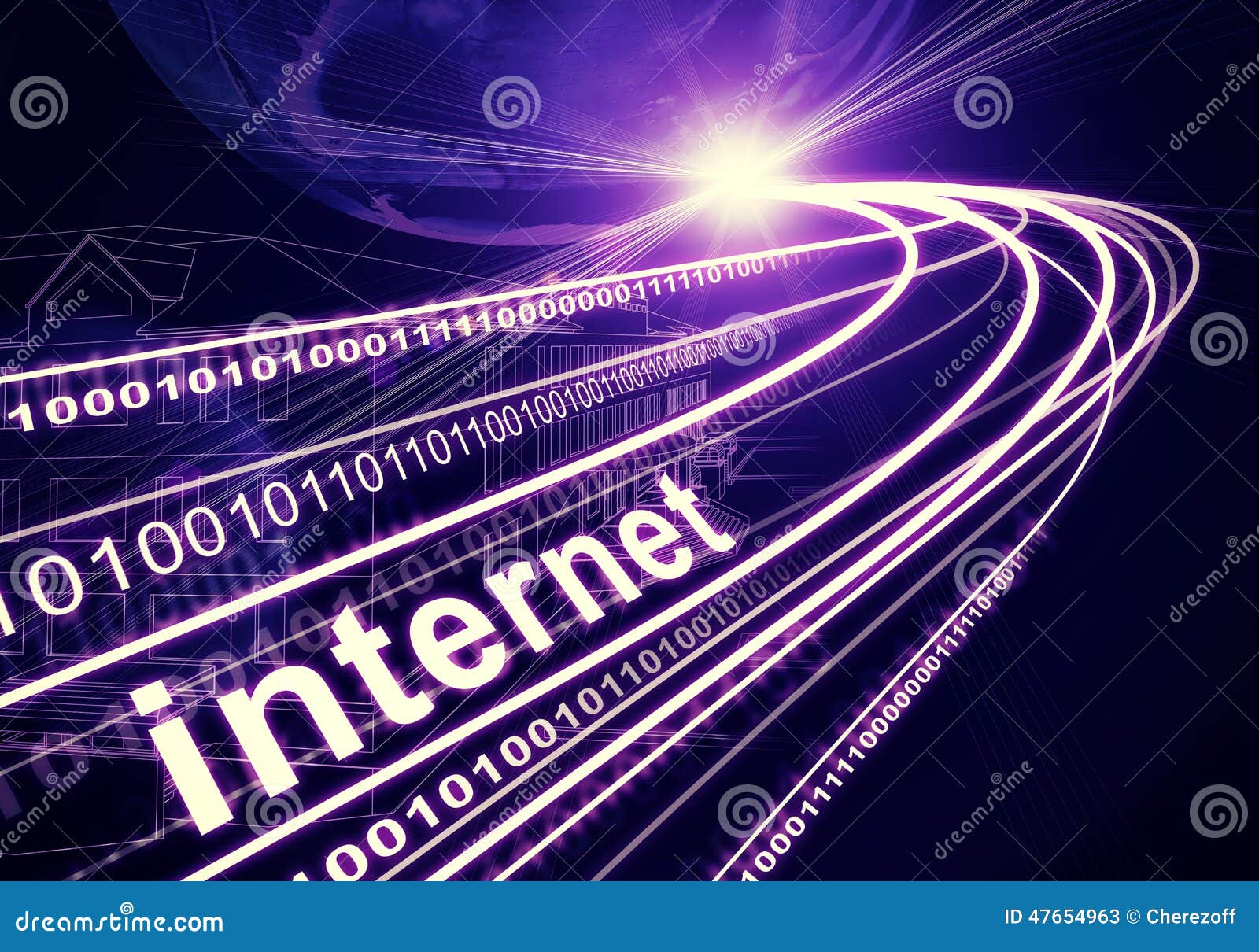 Earth, Wire-frame Building, Light Beams, Digits Stock Image - Image of ...