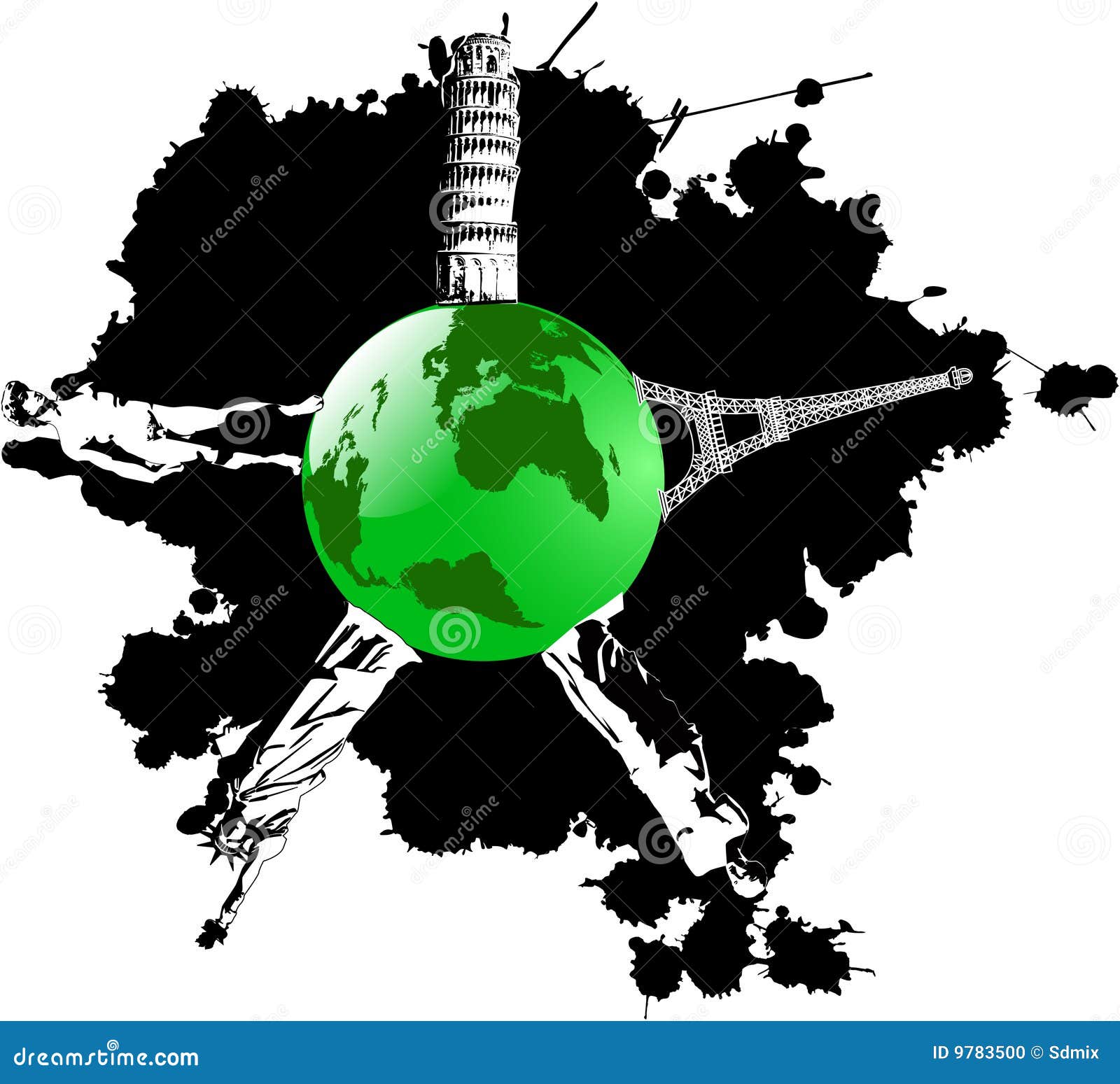 Earth With Landmarks Royalty-Free Stock Photo | CartoonDealer.com #90145503