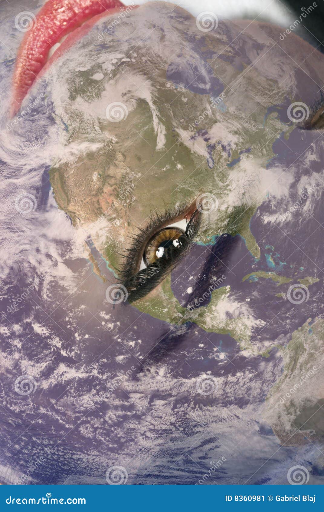 Earth woman face stock image. Image of global, alive, live - 8360981