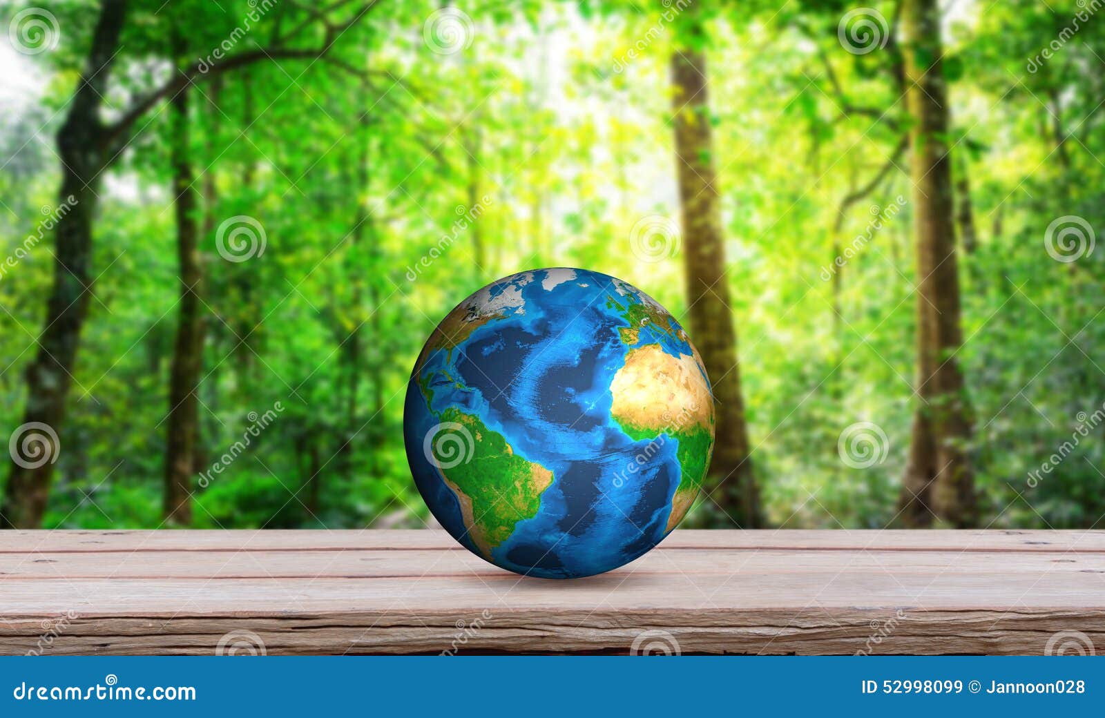 Earth on wood table stock illustration. Illustration of garden - 52998099