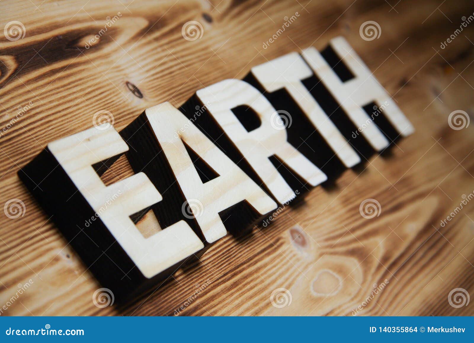 EARTH Word Made with Building Blocks on Wooden Board Stock Photo ...