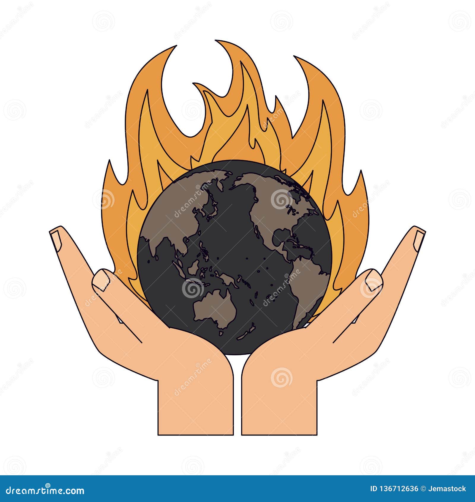 Earth world burning stock vector. Illustration of armageddon - 136712636