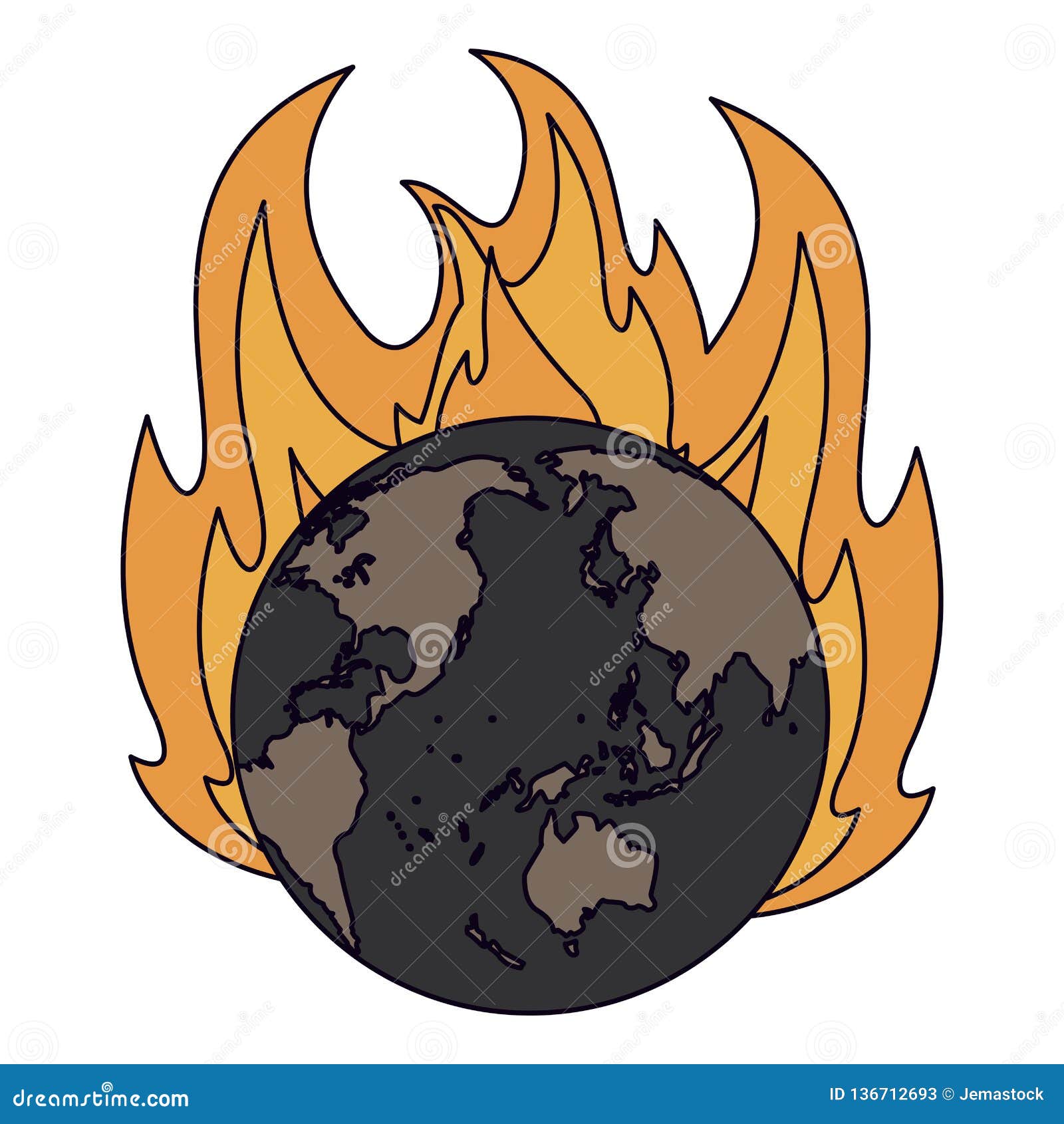 World Map Burning In Fire And Flames 3D Rendering Stock Image ...