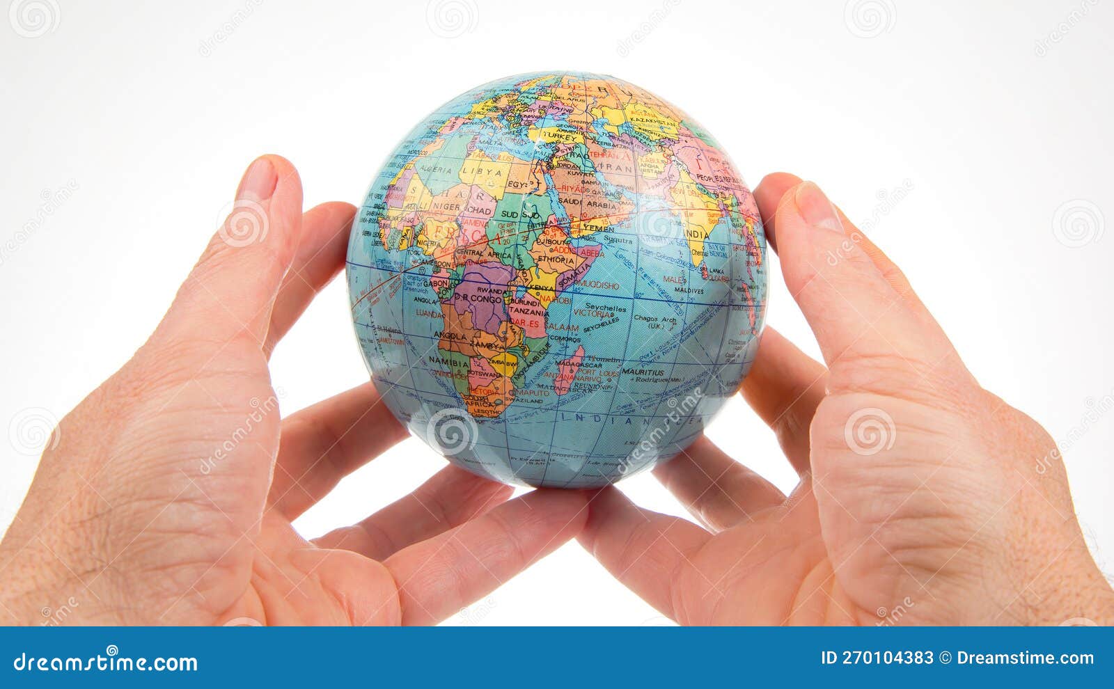Earth World Globe in Hand on White Background Stock Image - Image of ...