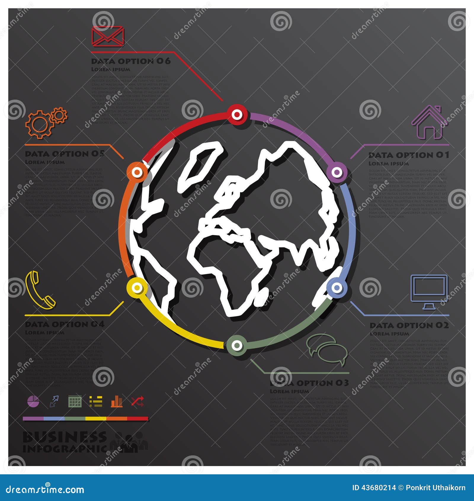 Earth and World Line Circle Shape Business Infographic Stock Vector ...
