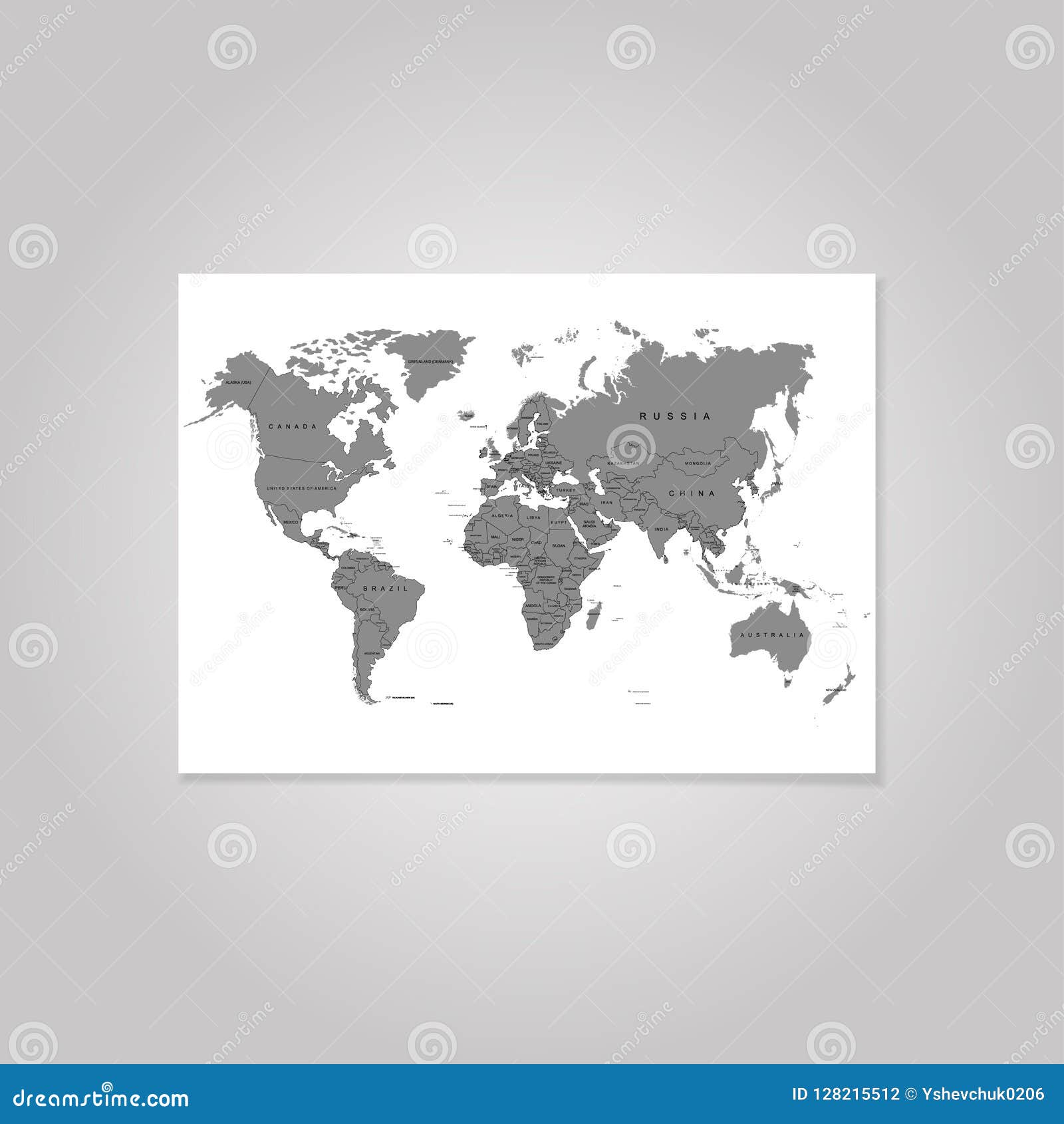 The Earth, World Map on White Background. Vector Illustration Stock ...