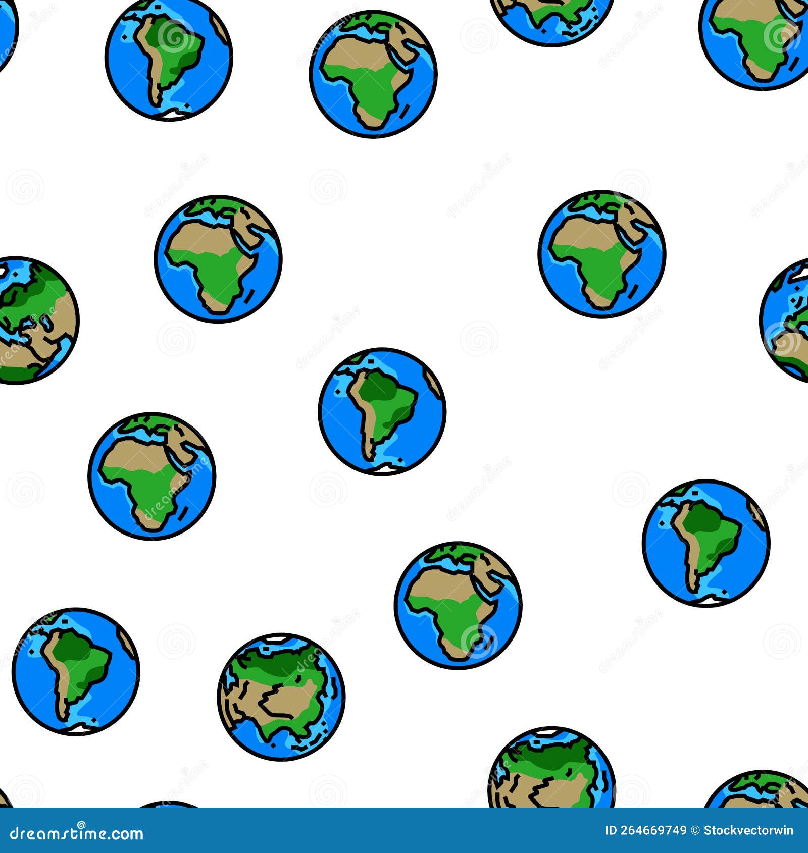 Earth World Planet Globe Map Vector Seamless Pattern Stock Illustration ...