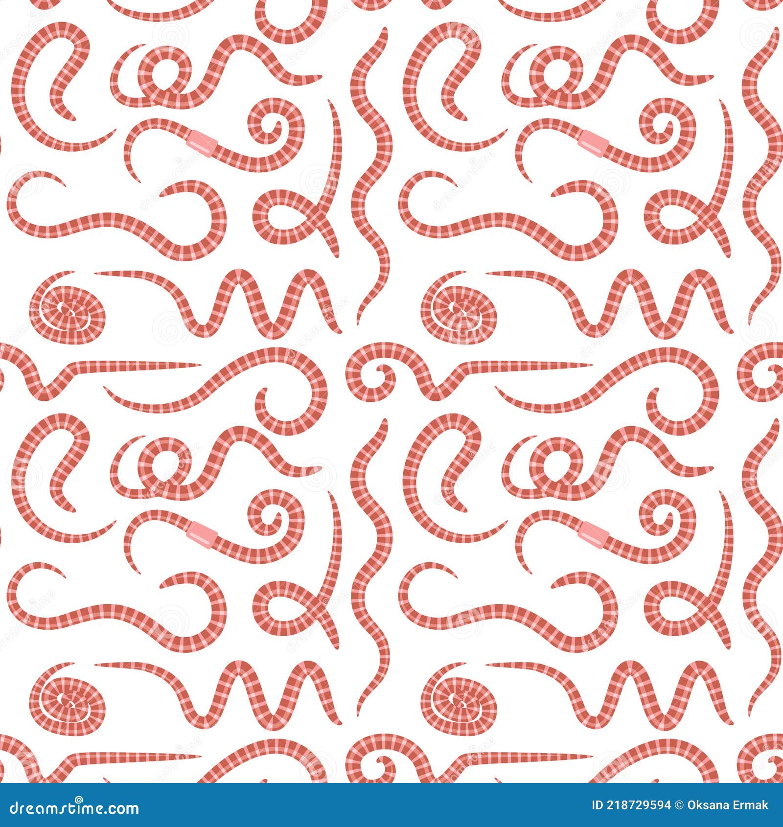 Earth Worm Seamless Pattern. Earthworms Vector Illustration Stock ...
