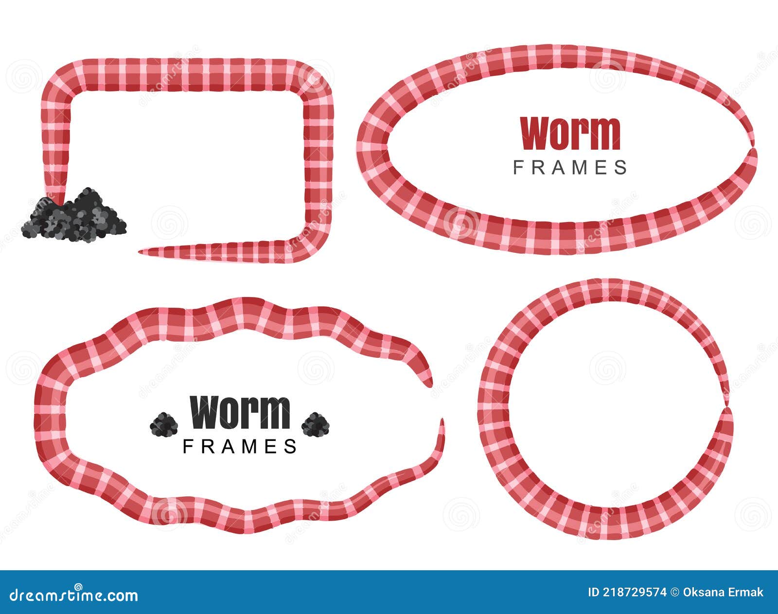 Earth Worm Set, Earthworms, Pink Segmented Soil Worms, Annelida Vector ...
