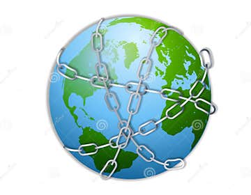 Earth Wrapped in Chains stock illustration. Illustration of metaphor ...