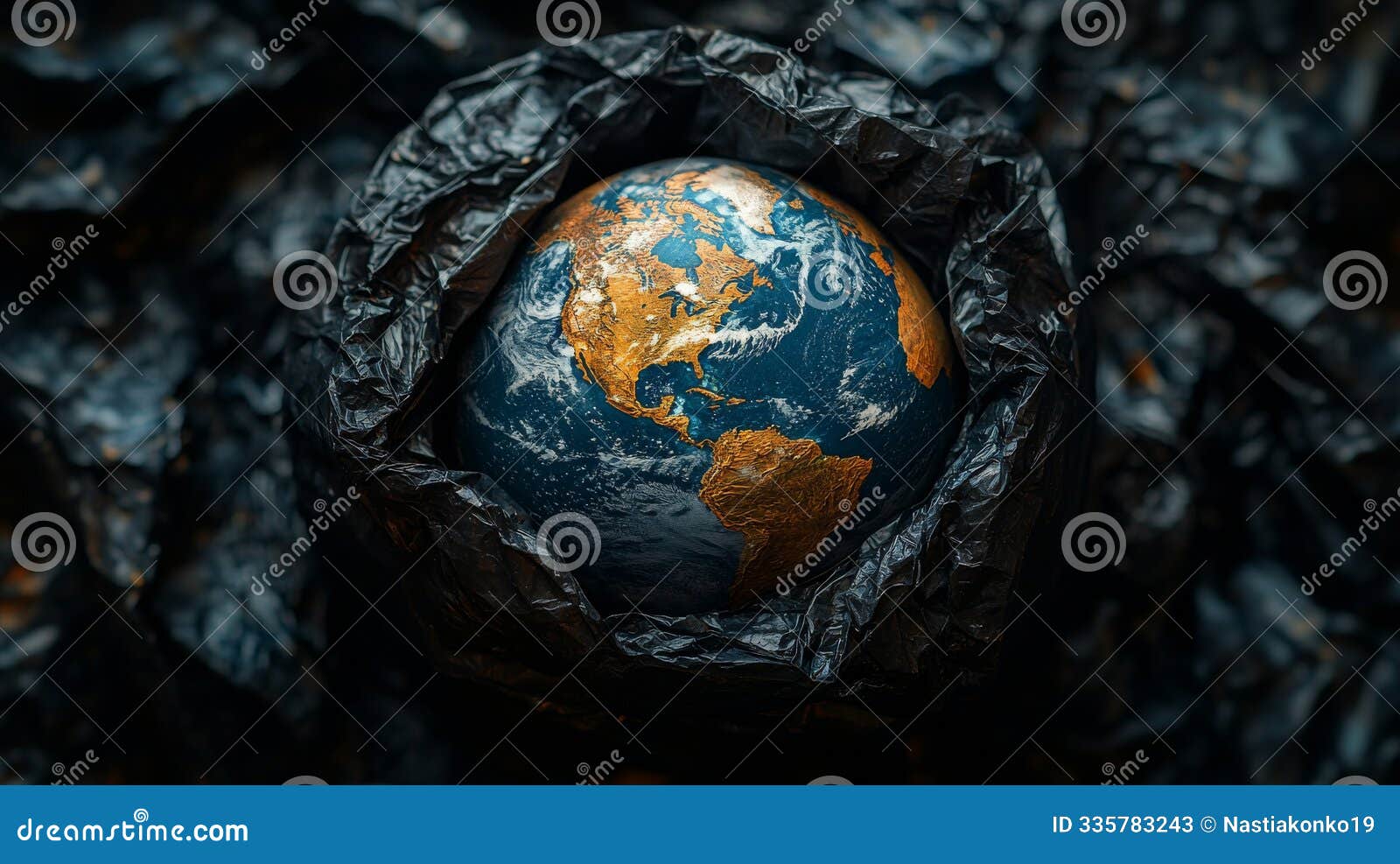 Earth Wrapped in Dark Plastic, Environmental Concept Stock Image ...