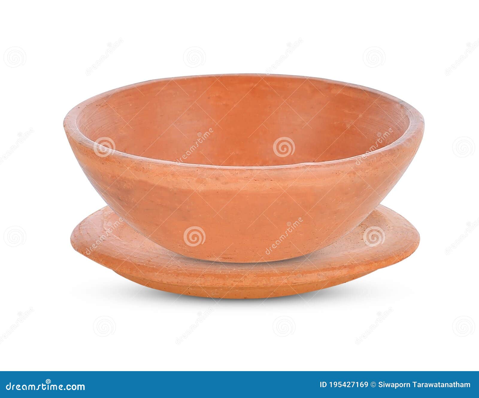 Earthen Bowl and Plate on White Background Stock Image - Image of plate ...