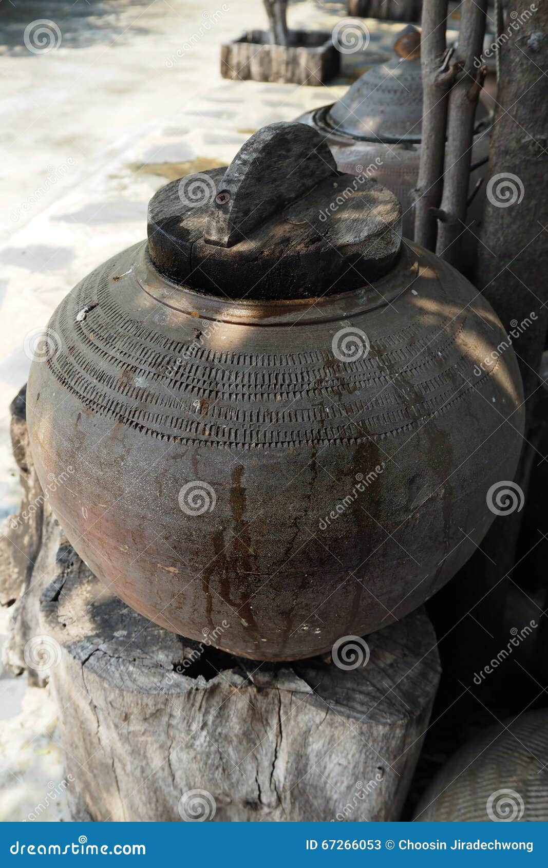 Earthen jar stock image. Image of water, vase, thai, isolated - 67266053