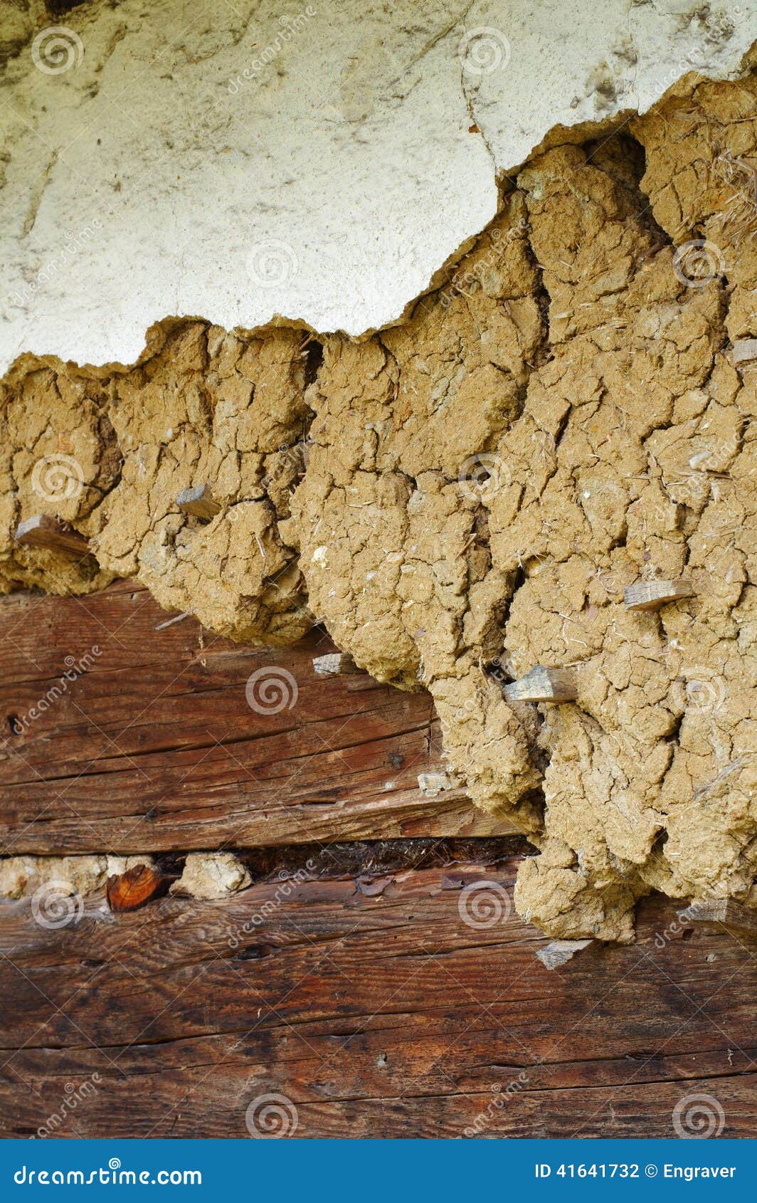 Earthen Plaster Hardened In Wattle And Daub Wall, Texture Royalty-Free ...