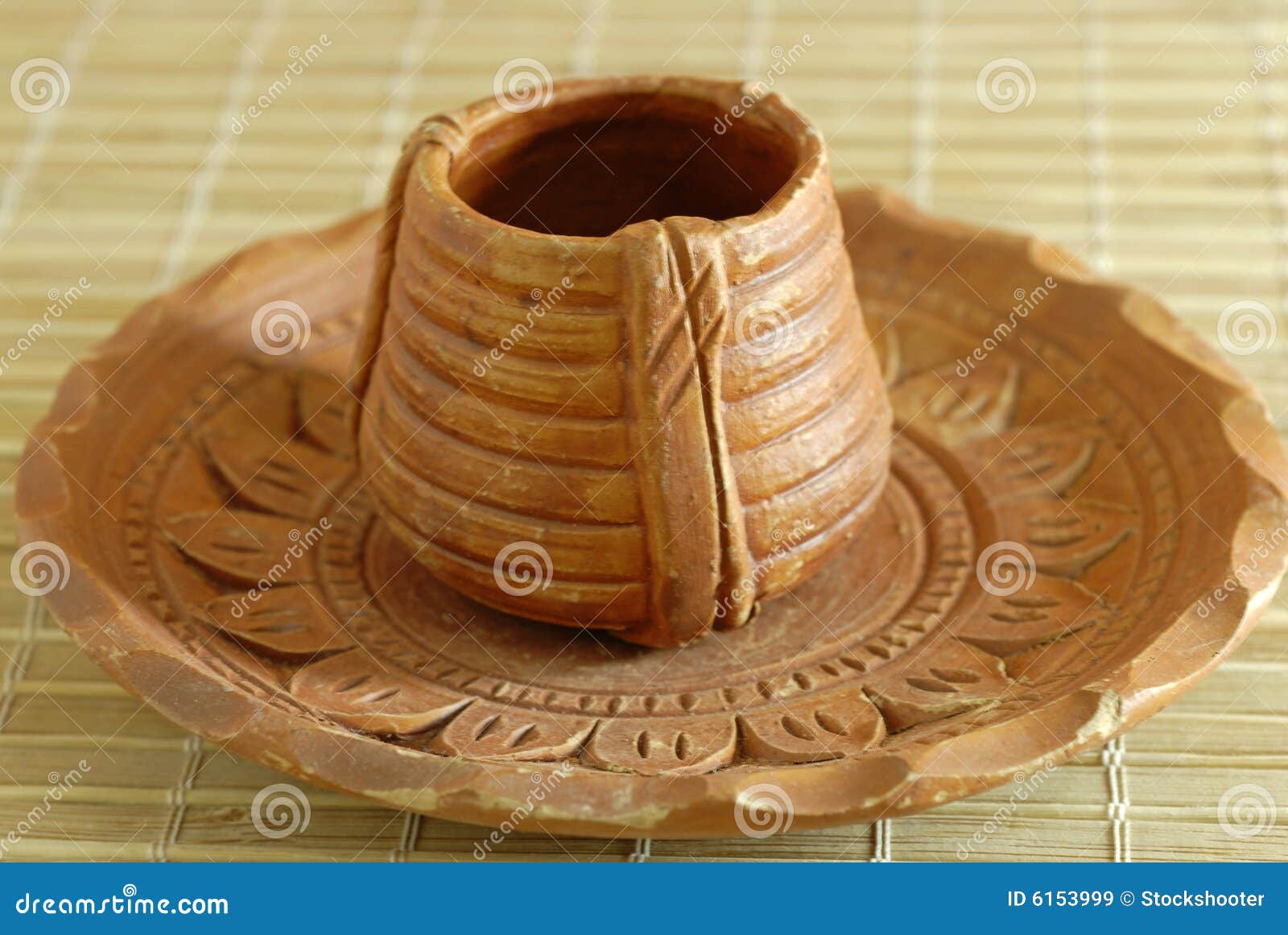 Earthen Pottery Tea Cup and Saucer Stock Image - Image of earthen ...