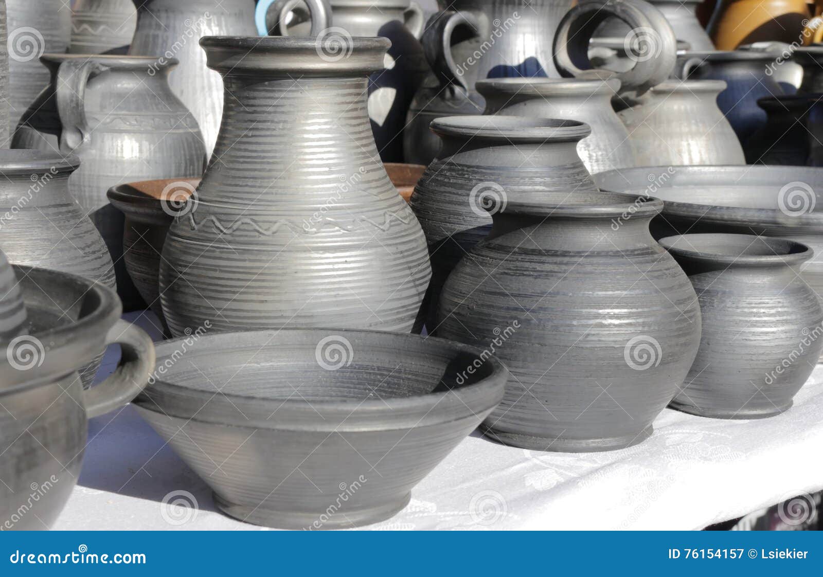 Earthen vessels stock image. Image of craft, antique - 76154157