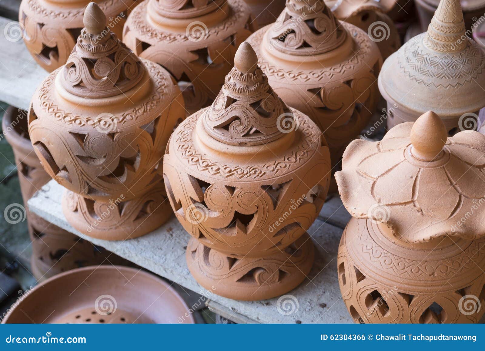Earthenware Brown Handmade Clay Pots Stock Photo - Image of clay, brown ...