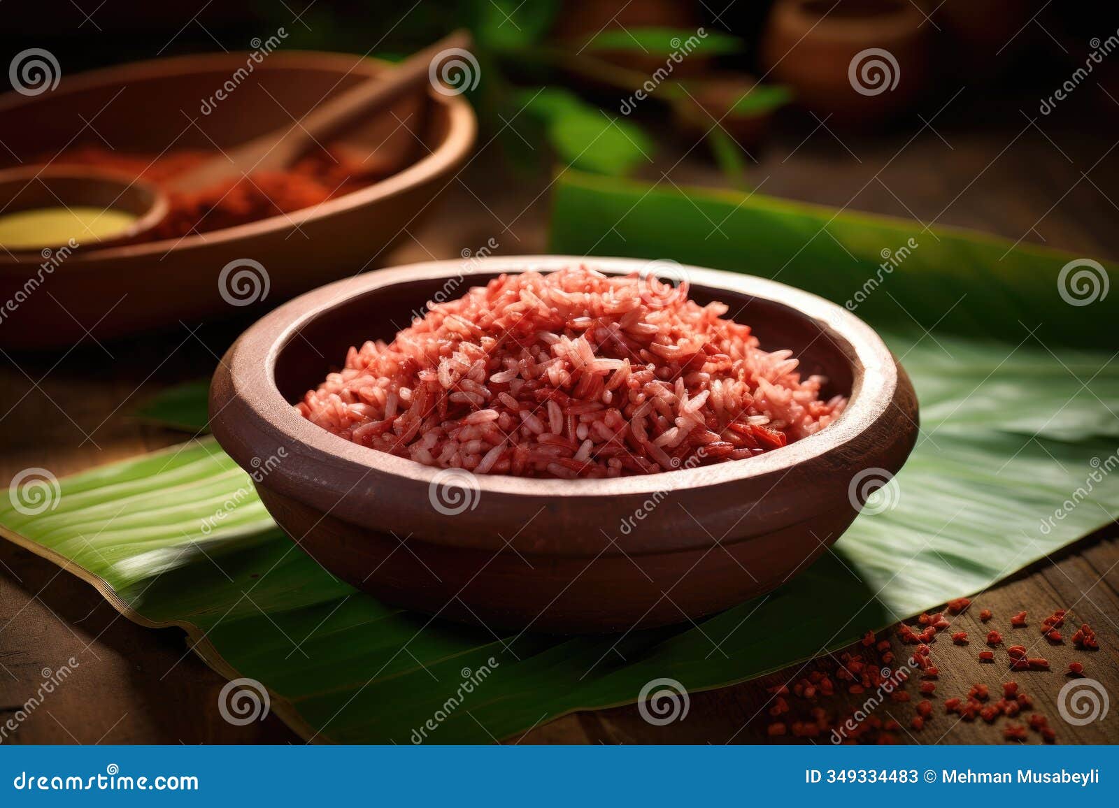 Earthenware with Kitchen Background Showcasing Kerala Matta Rice. Stock ...