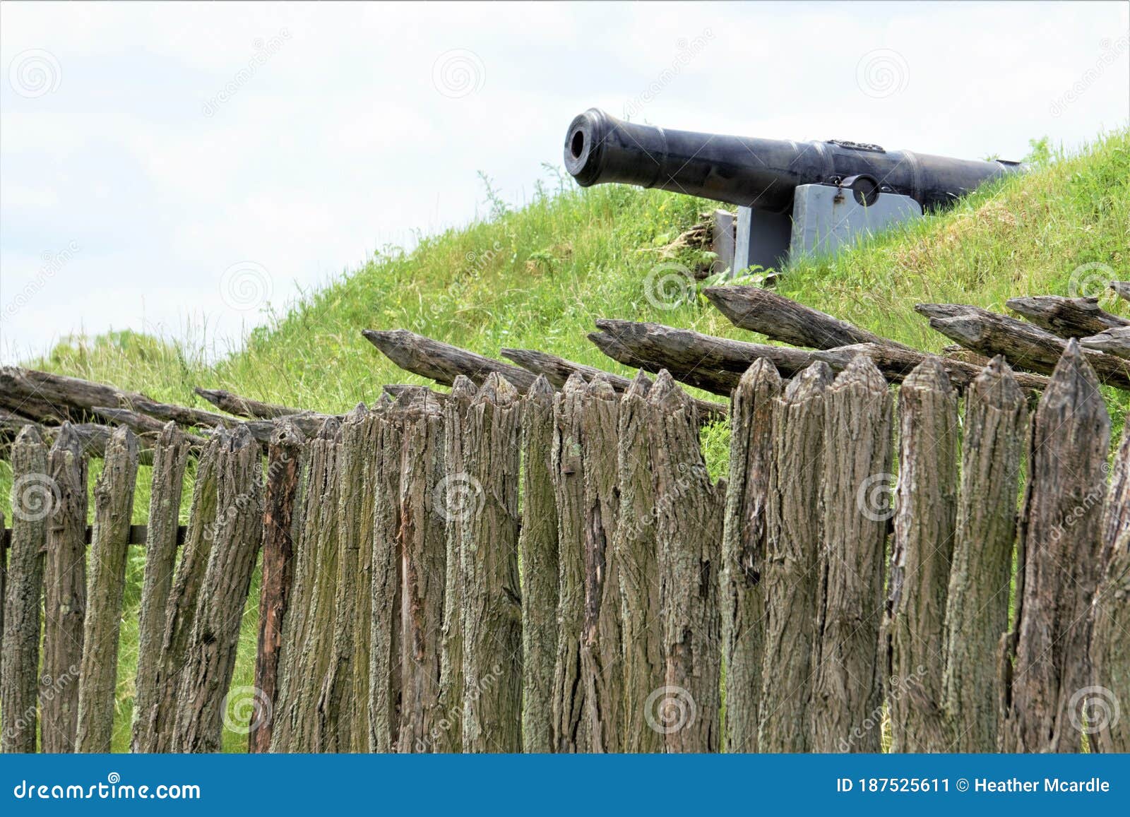 Earthenworks Fort Defense System with Sharpened Tree Trunks and Cannon ...
