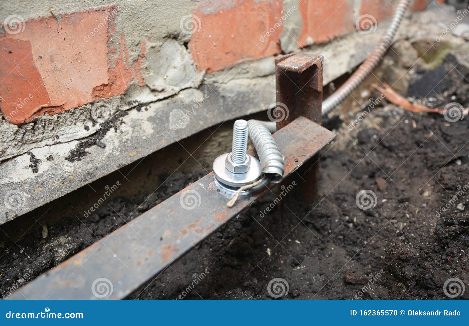 Earthing Electrode Installing for House Electricity Protection Stock ...