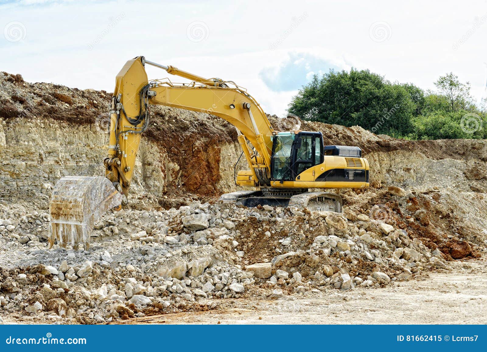 Earthmover in Limestone Quarry Stock Image - Image of heavy, resource ...