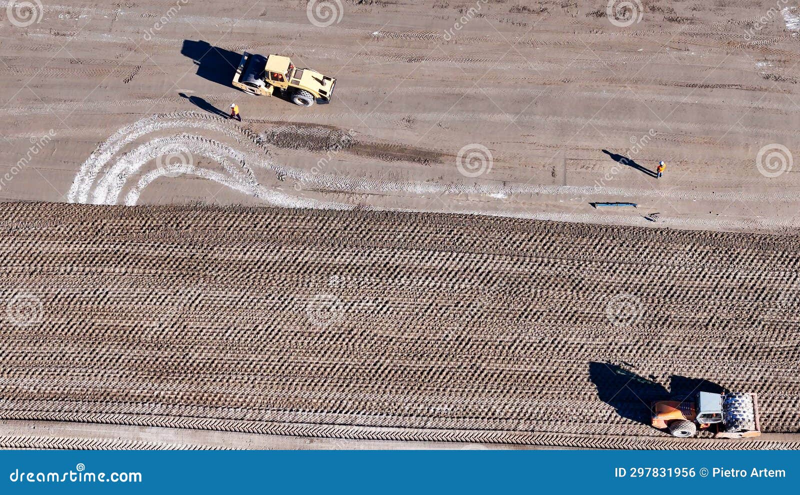 Earthmoving Equipment. Aerial View of a Large Construction Site with ...