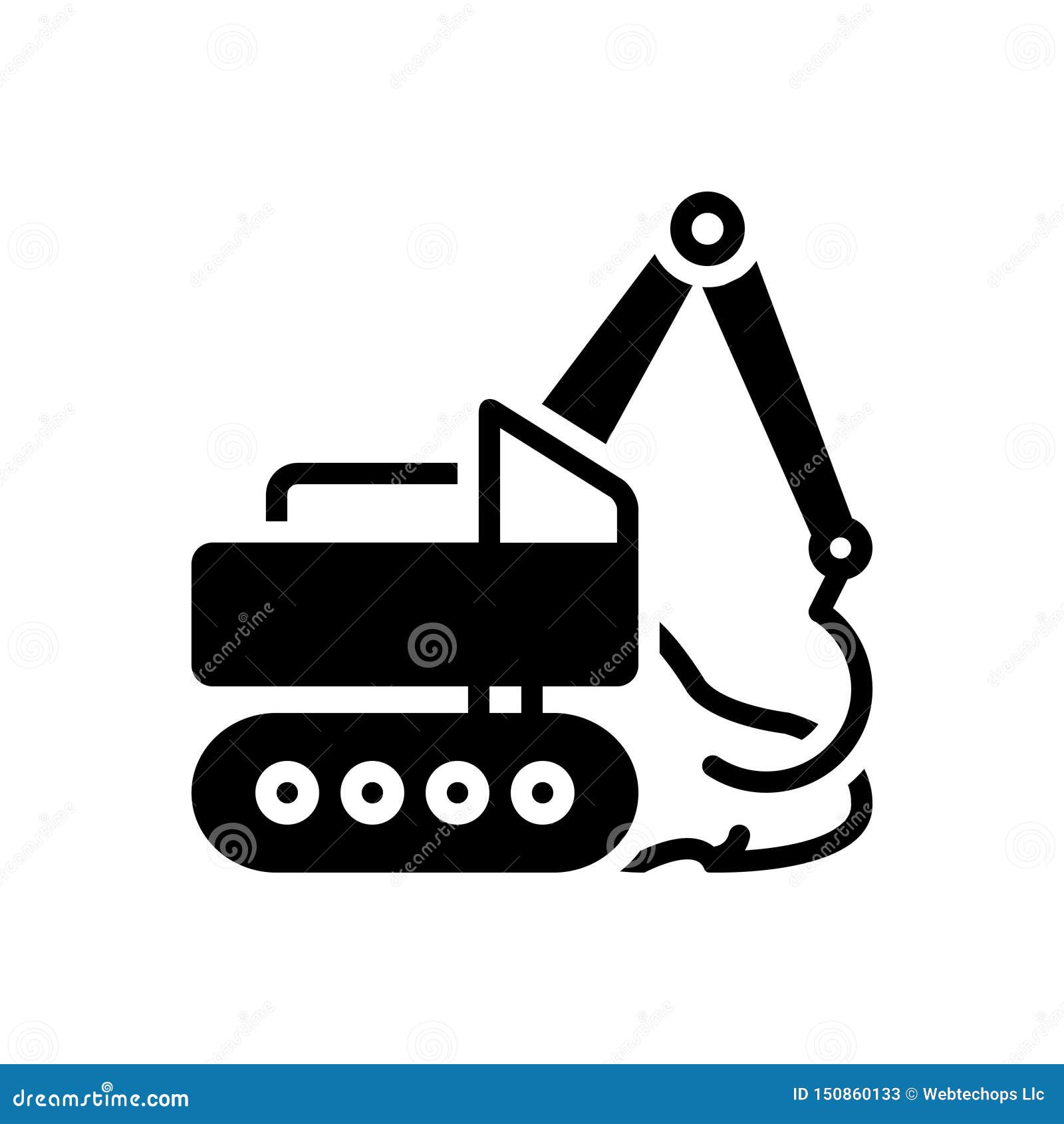 Black Solid Icon for Earthmoving, Excavator and Digger Stock Vector ...