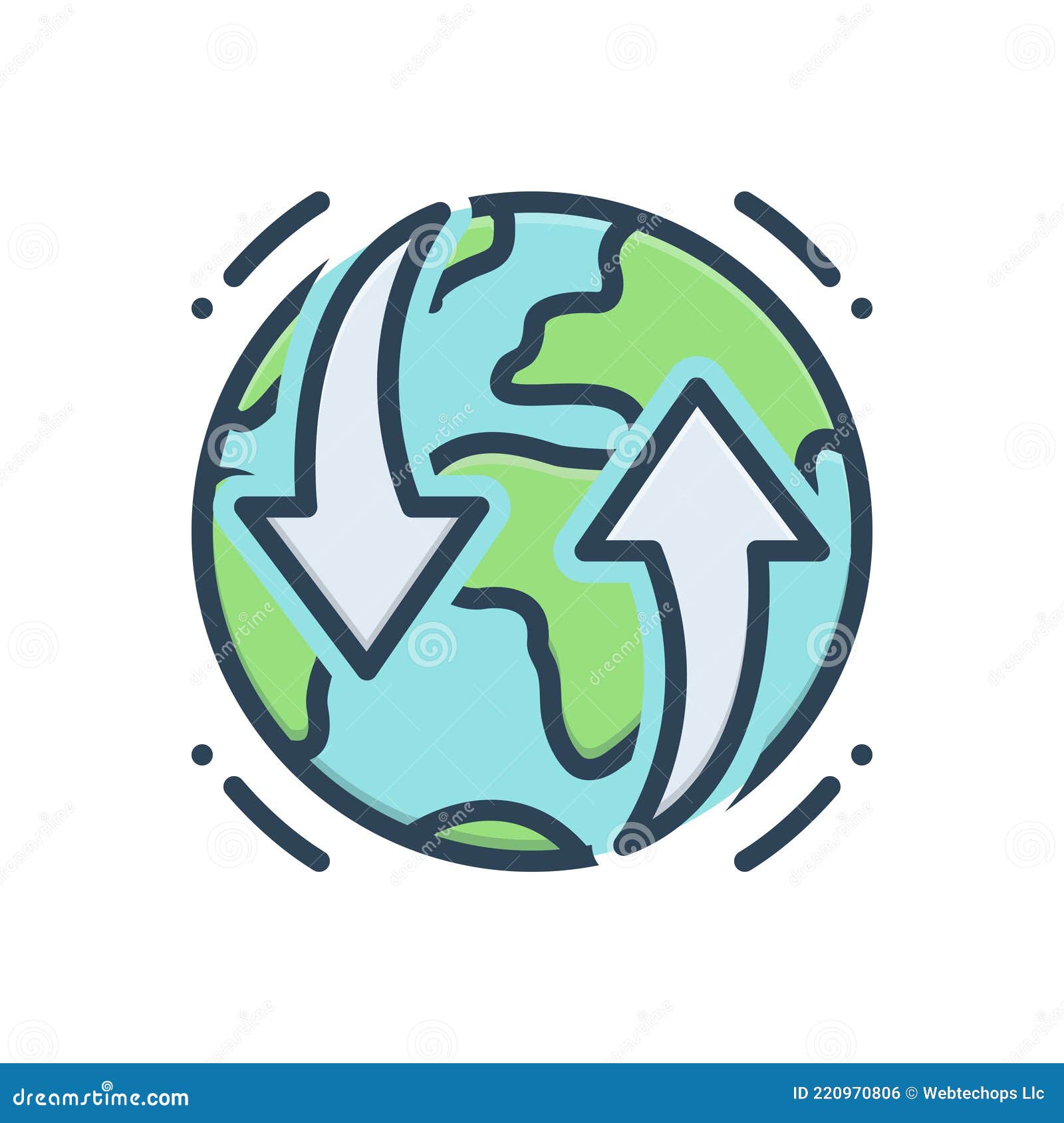 Color Illustration Icon for Earthmoving, Global and Planet Stock ...
