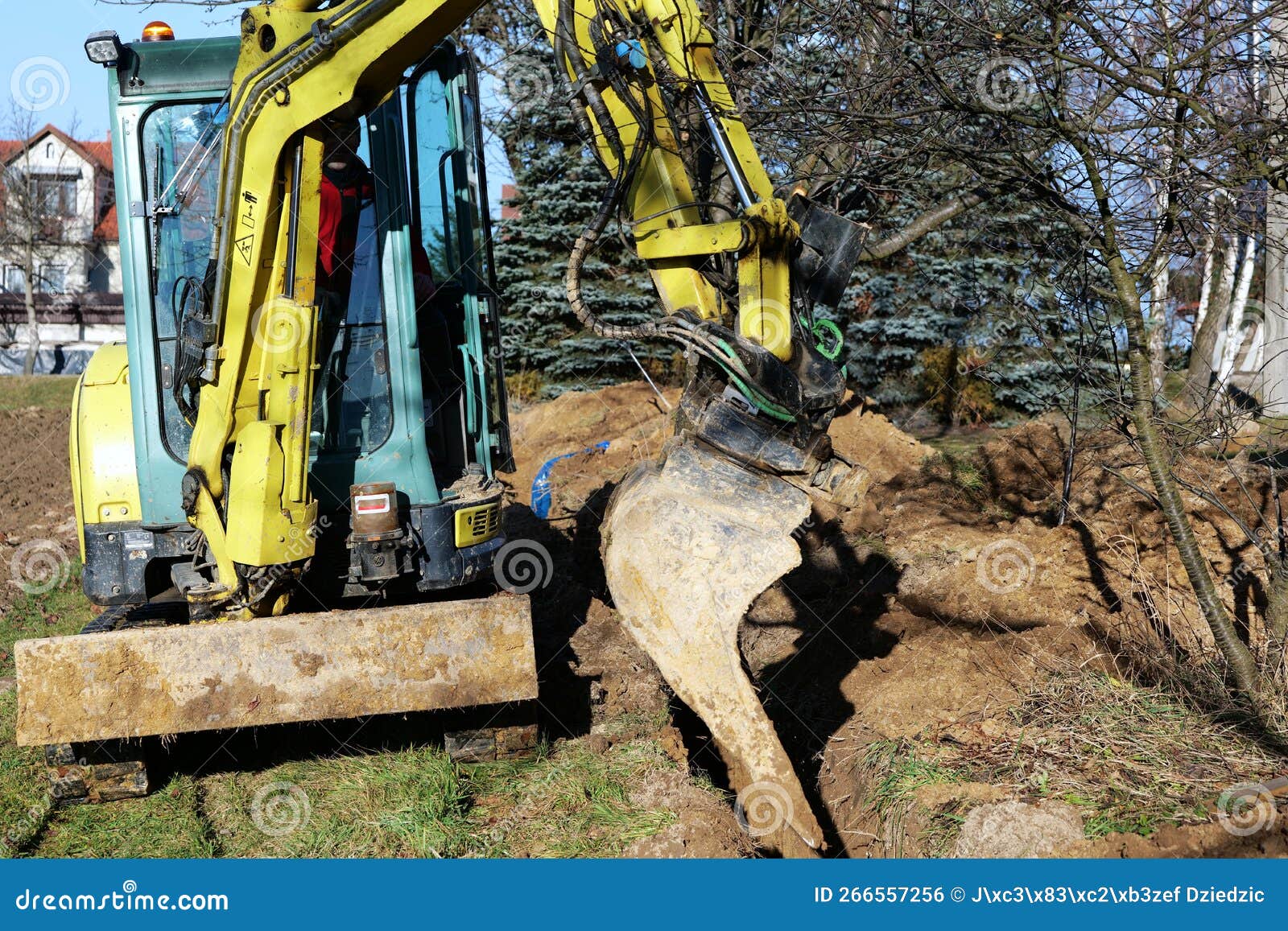 Earthmoving Using a Small Crawler Excavator Stock Photo - Image of ...