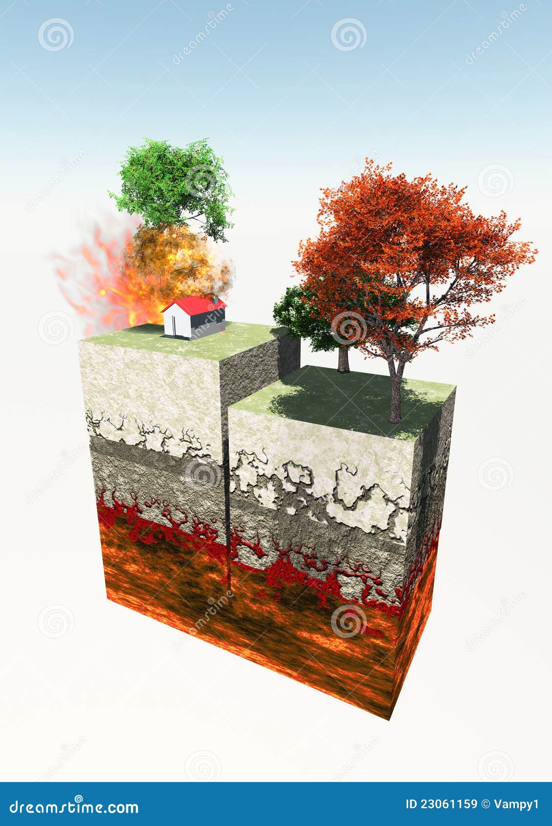 Earthquake and 3d Earth Section Stock Illustration - Illustration of ...