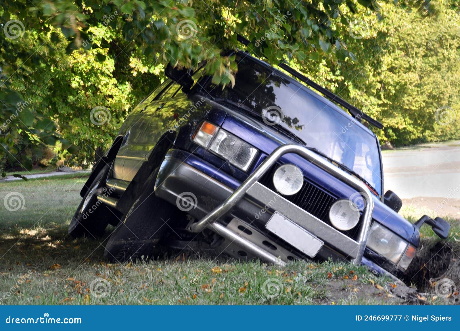 Earthquake - Car Falls into a Crack during Devastating Quake Stock ...
