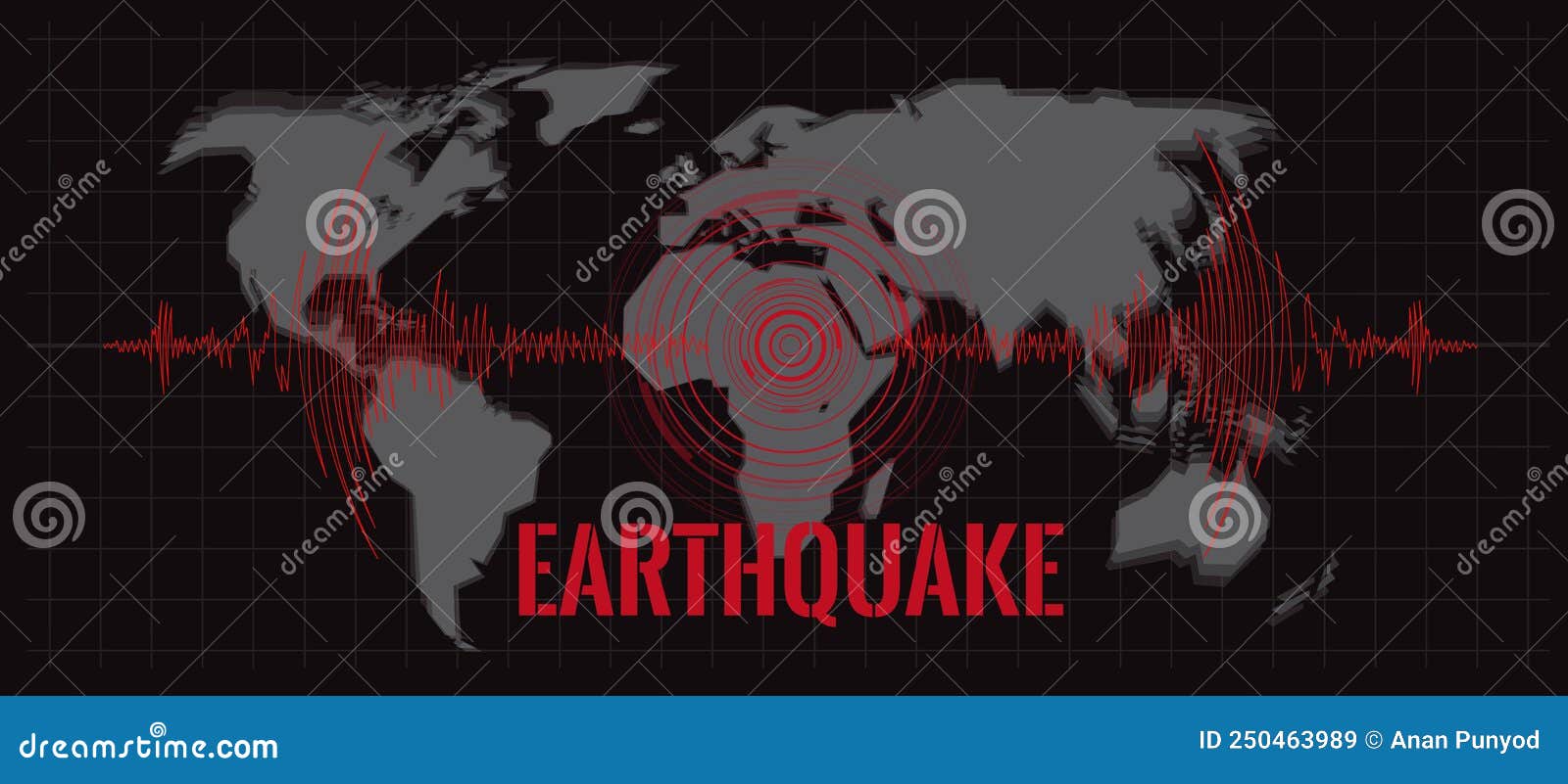 Red Earthquake Curve And World Map Background Vector Illustration ...
