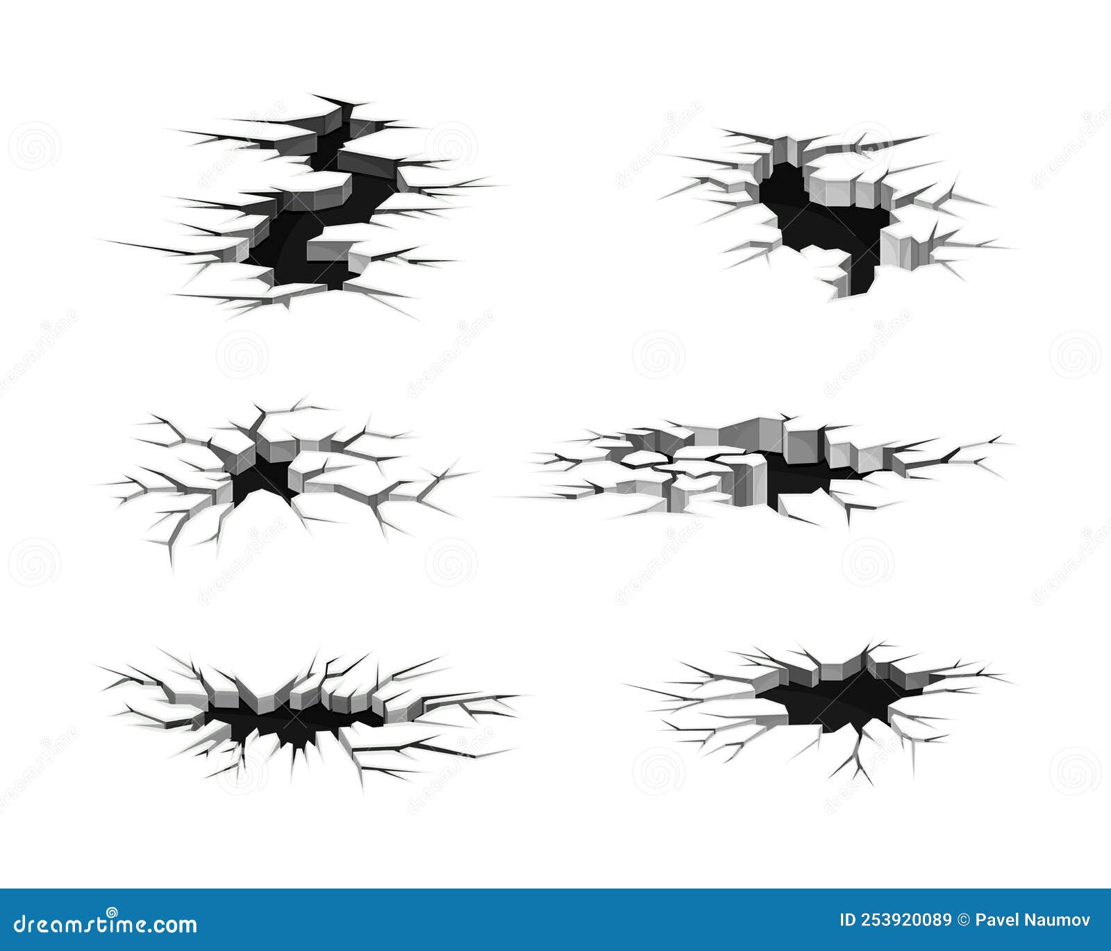 Earthquake Crack with Black Hole in Ground Surface and Destruction ...