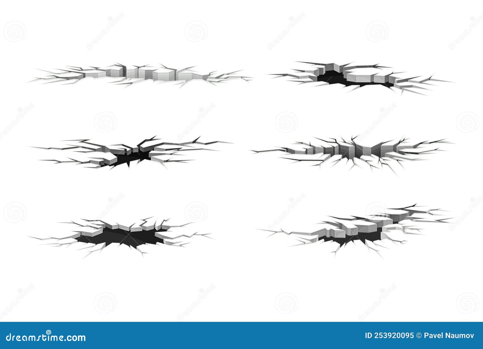Earthquake Crack with Black Hole in Ground Surface and Destruction ...