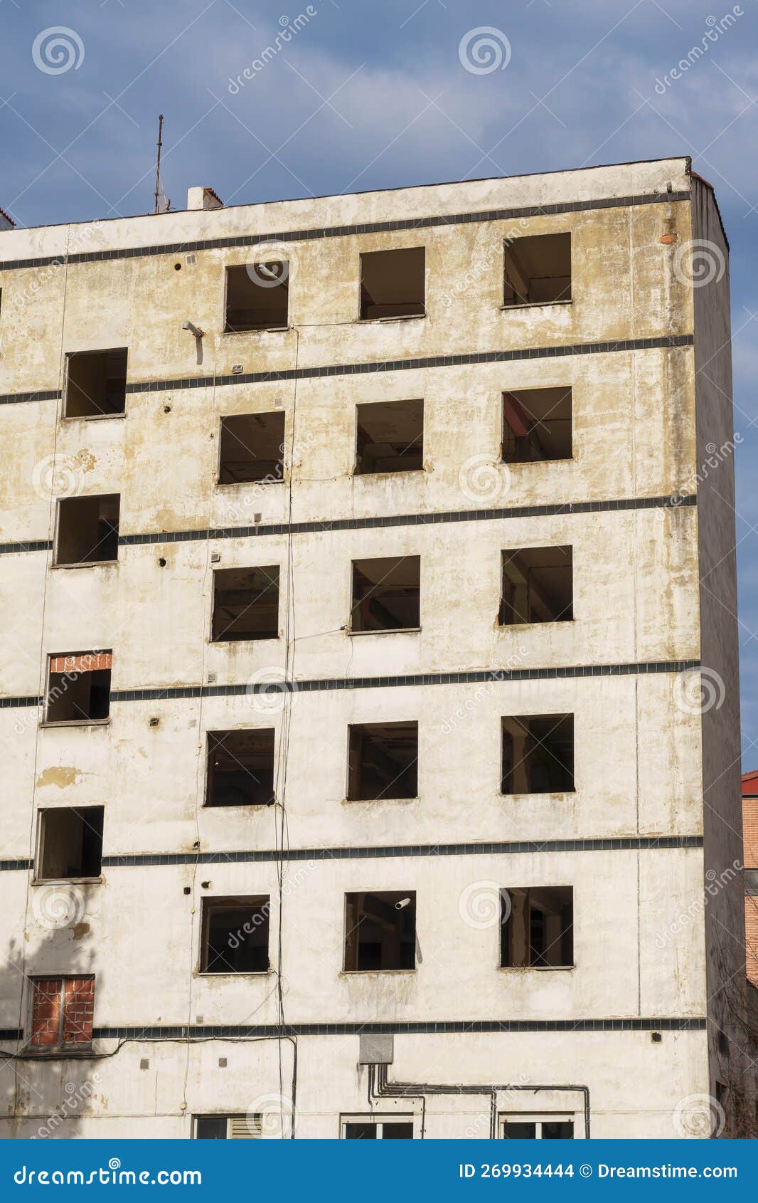 Earthquake Destroyed House with Broken Windows Stock Photo - Image of ...