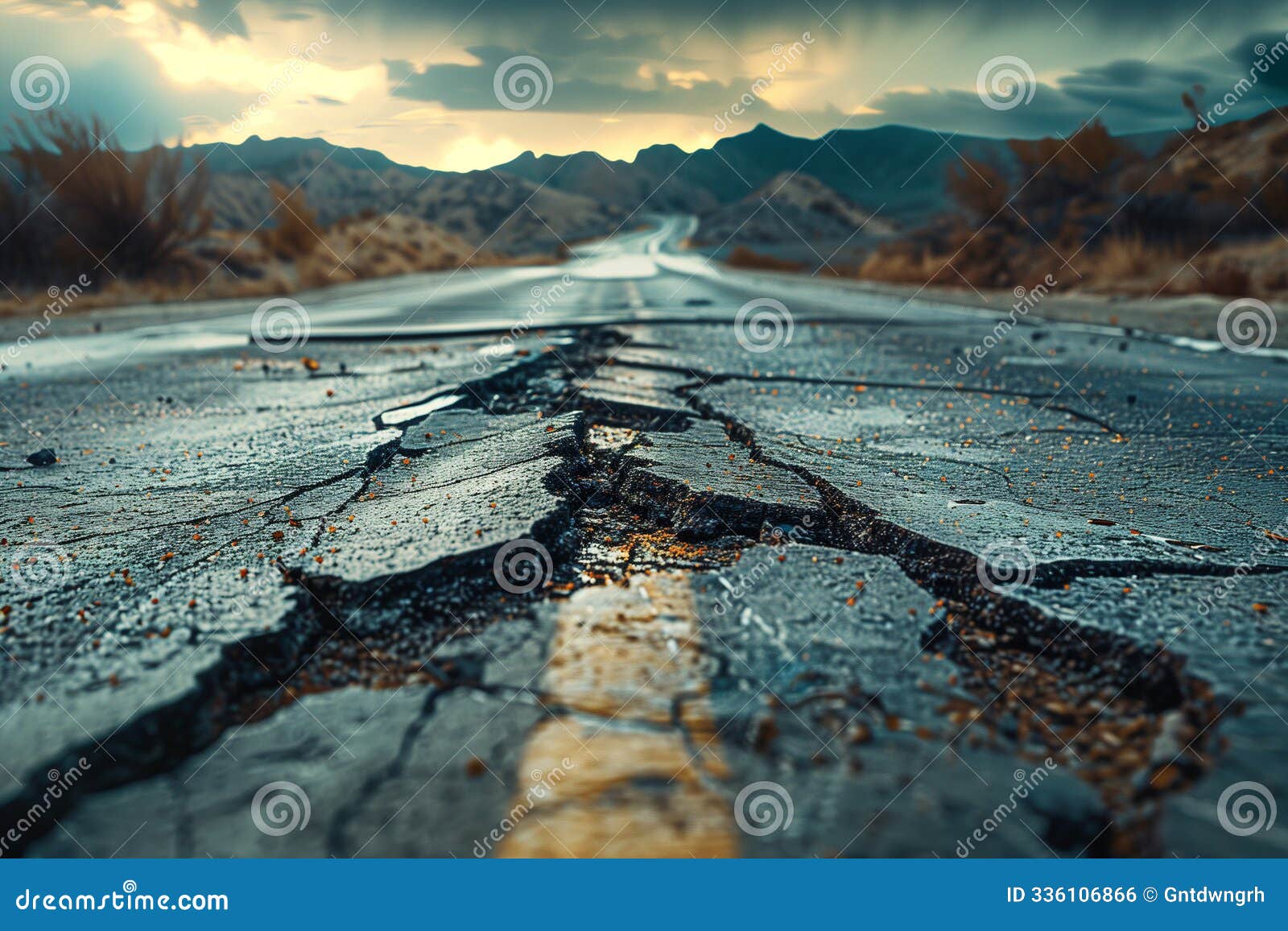 Earthquake Effect Image, Split Road with Broken Asphalt Stock ...