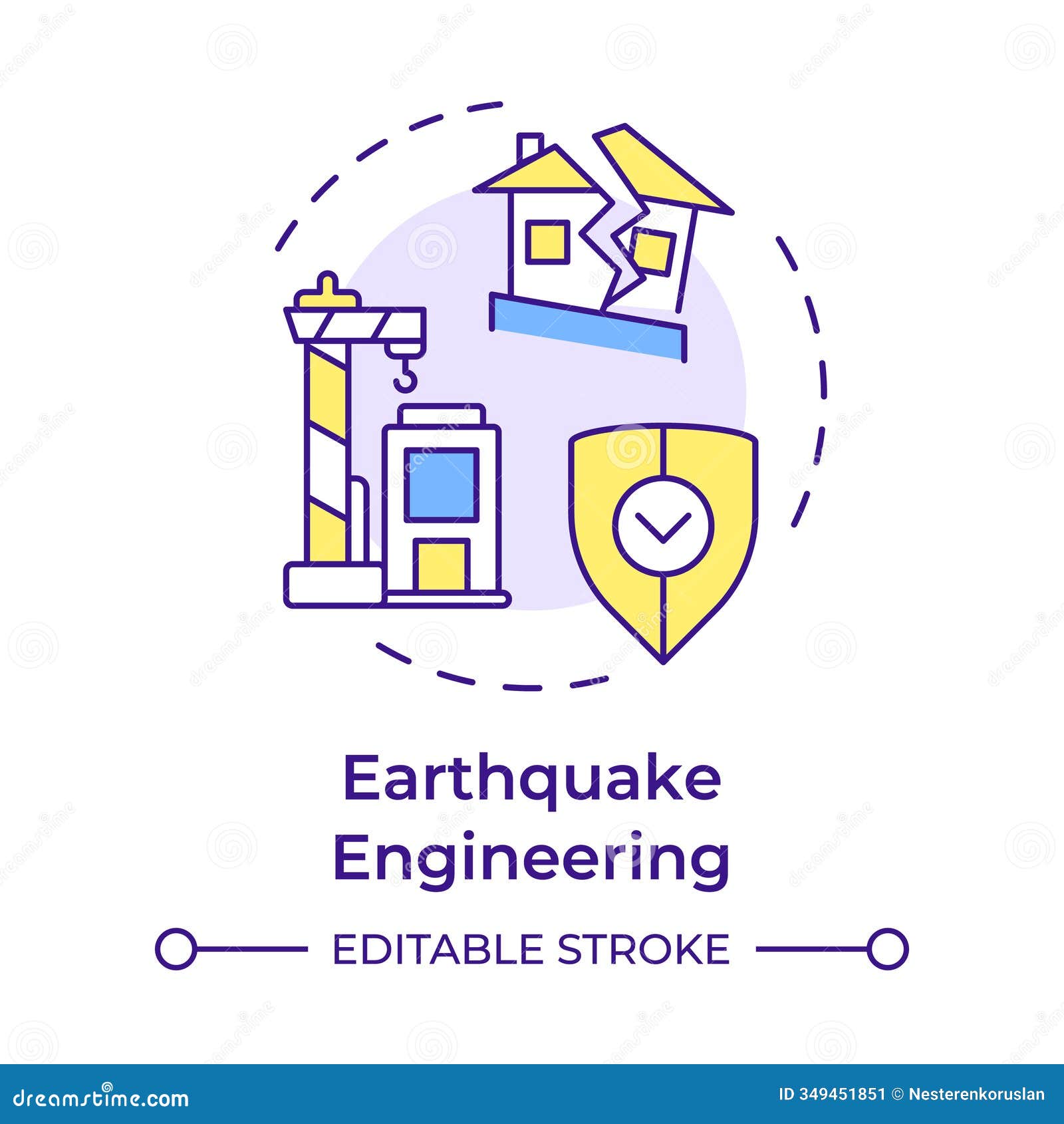 Earthquake Engineering Multi Color Concept Icon Stock Vector ...
