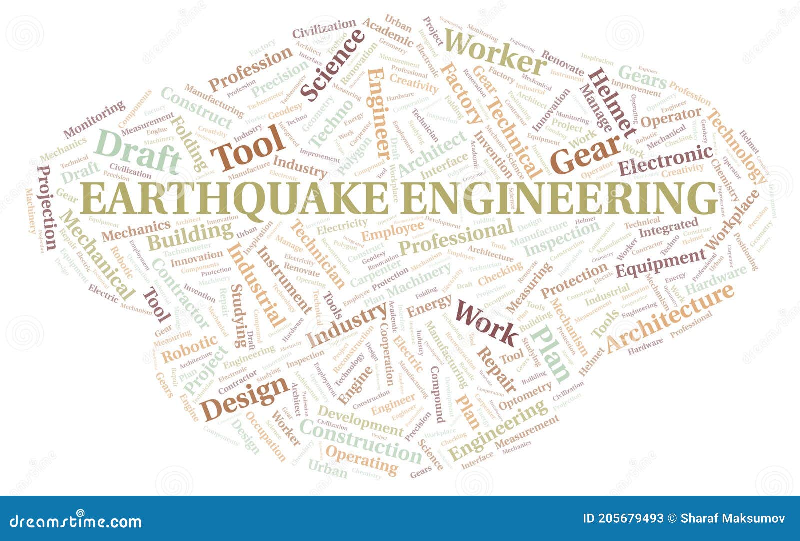 Earthquake Engineering Typography Word Cloud Create with the Text only ...