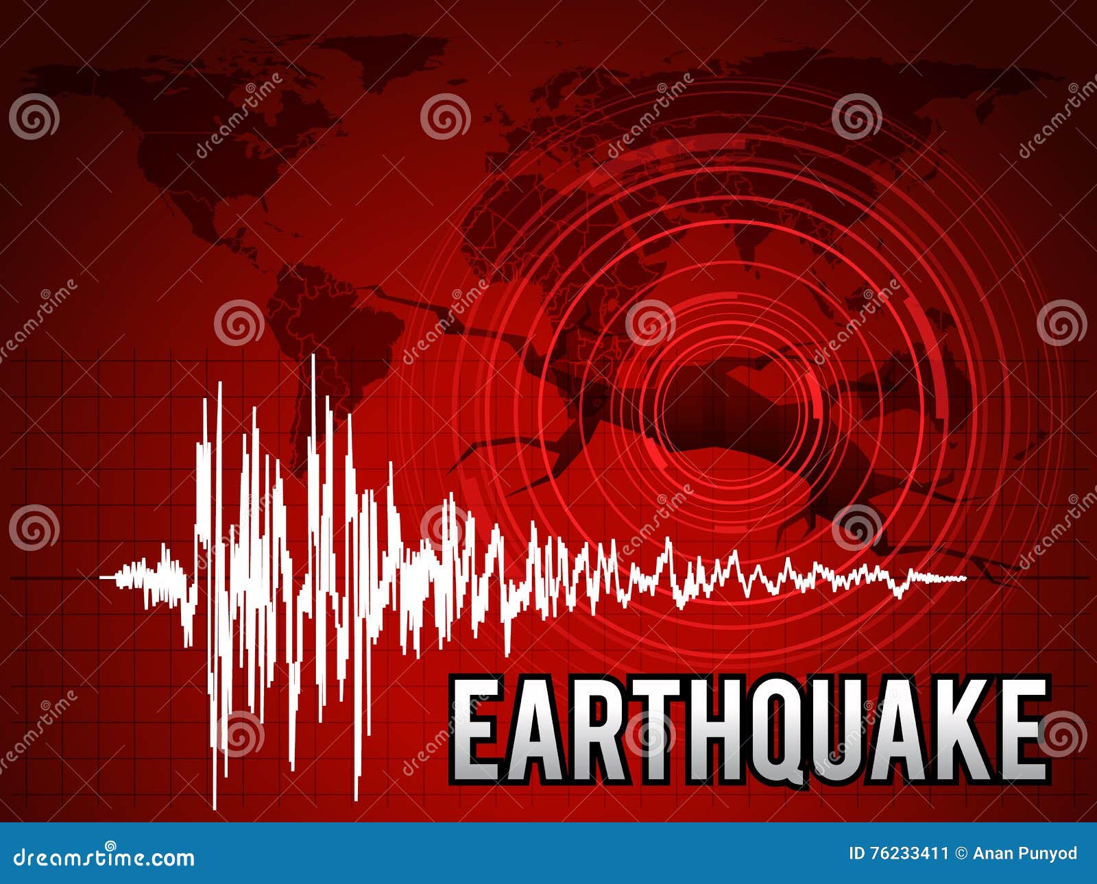 Earthquake Frequency Wave Graph, Seismic Activity. Vector Abstract ...