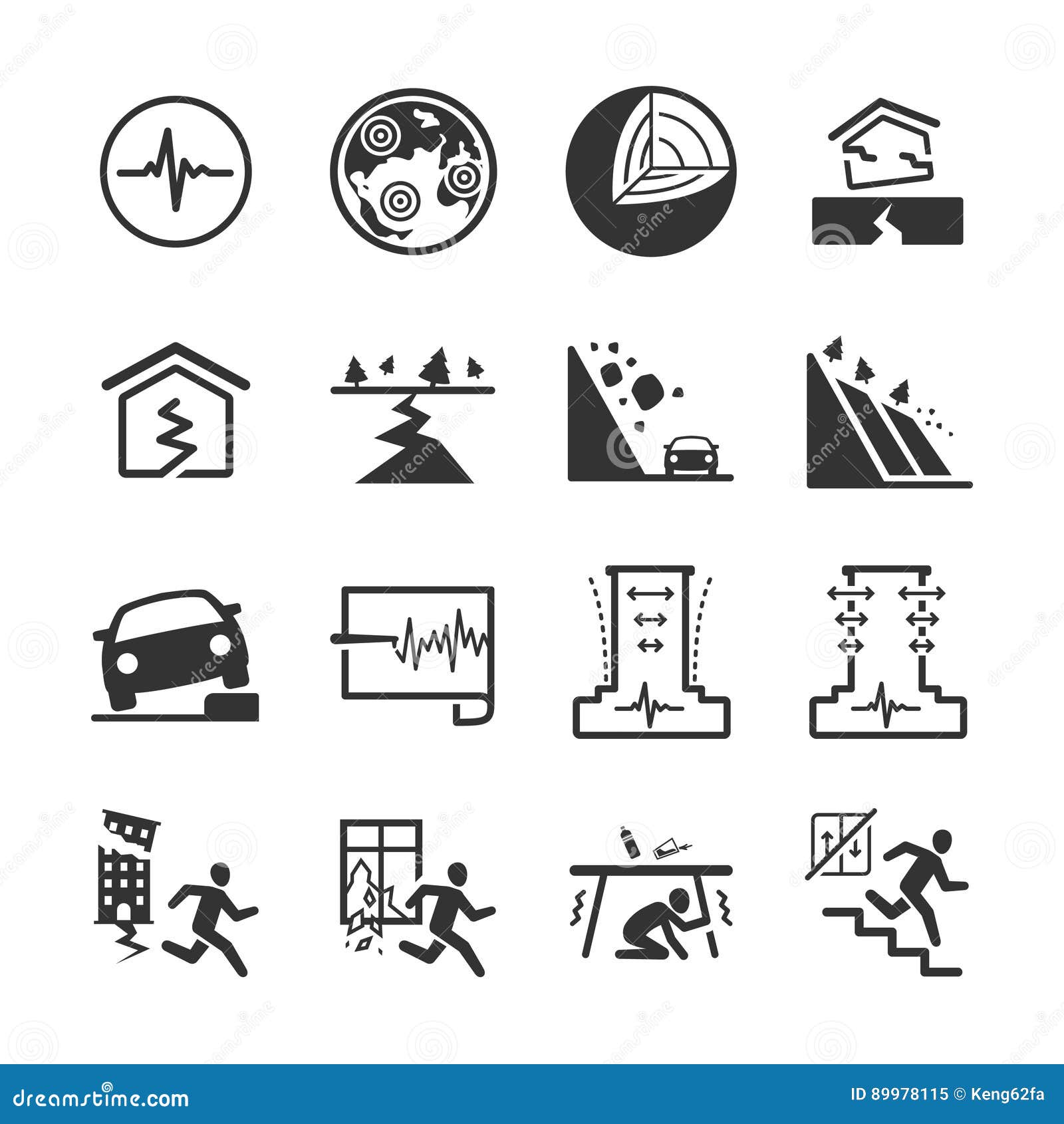 Earthquake and Geology Icons Set 2 Stock Vector - Illustration of icon ...