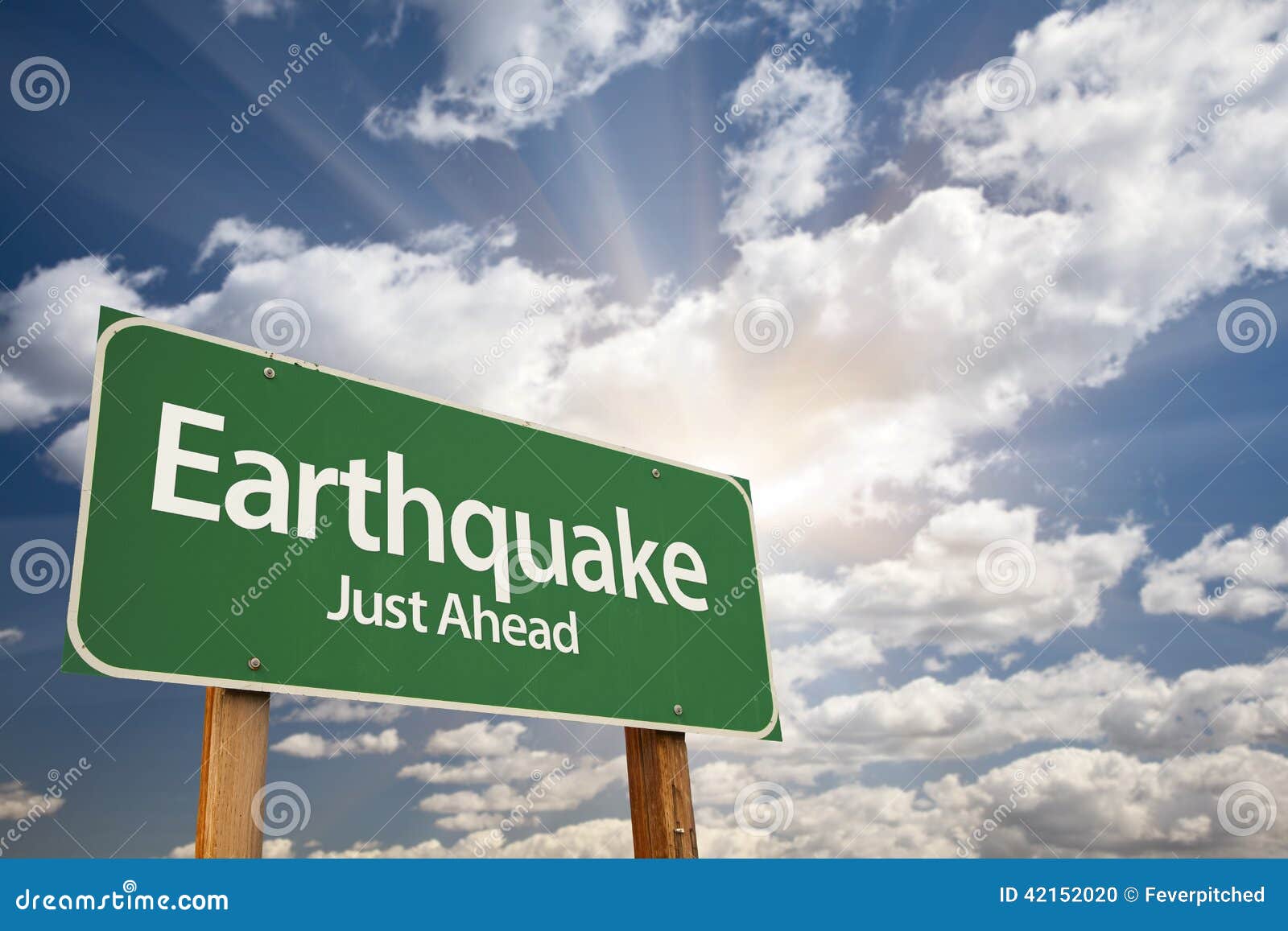 Earthquake Green Road Sign stock photo. Image of shock - 42152020