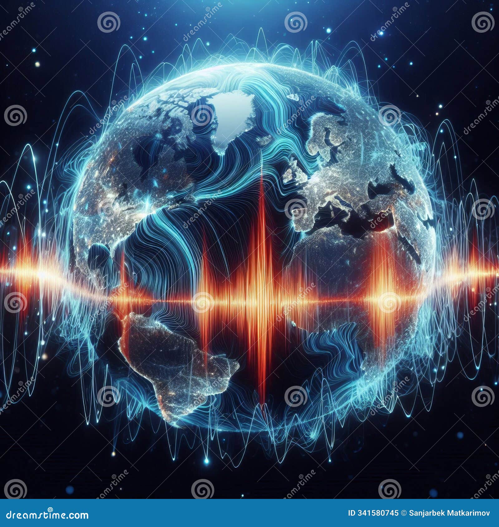 Visualization Of Propagating Colored Electromagnetic Waves Stock Image ...