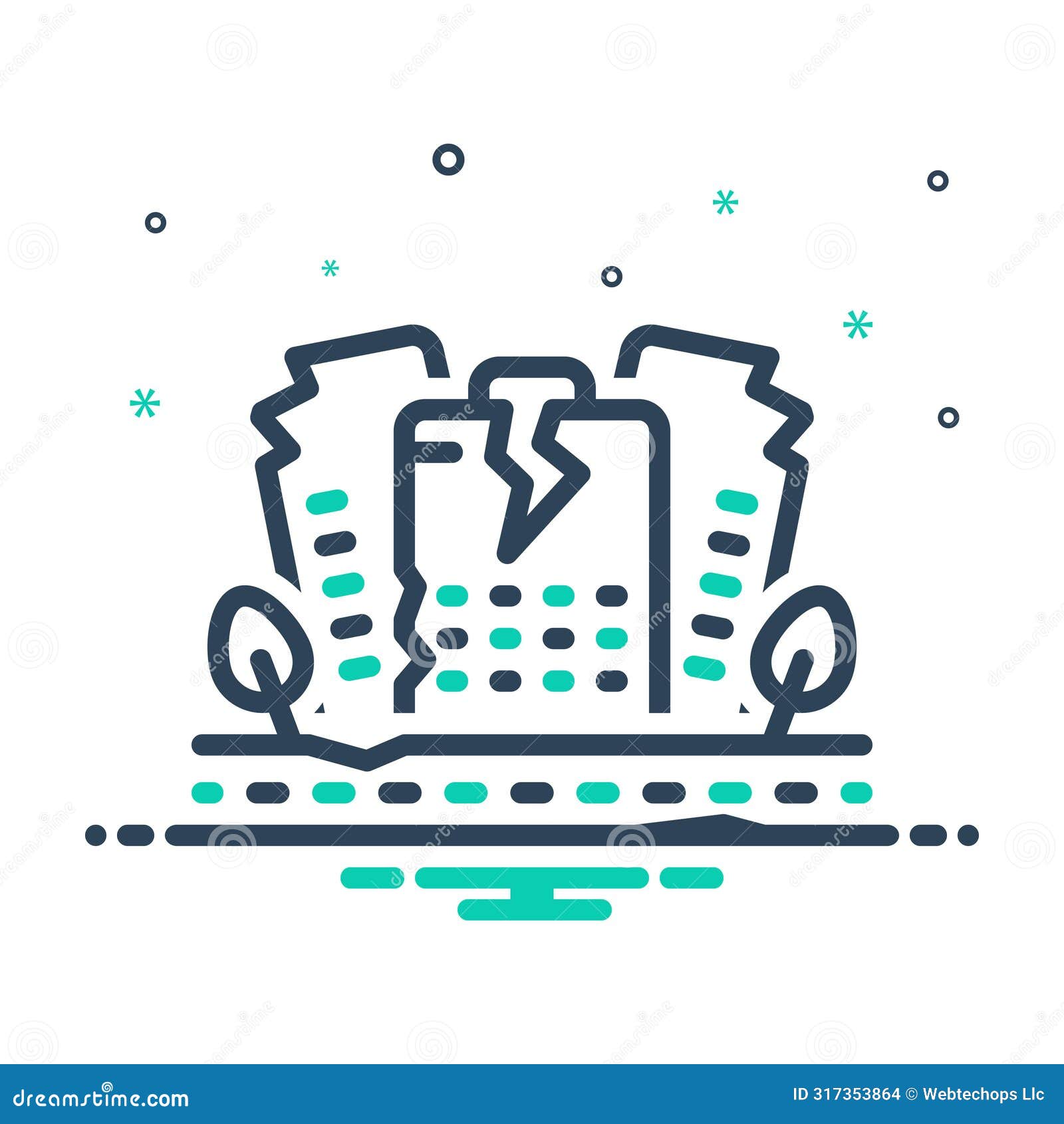 Mix Icon for Earthquake, Catastrophe and Damage Stock Vector ...