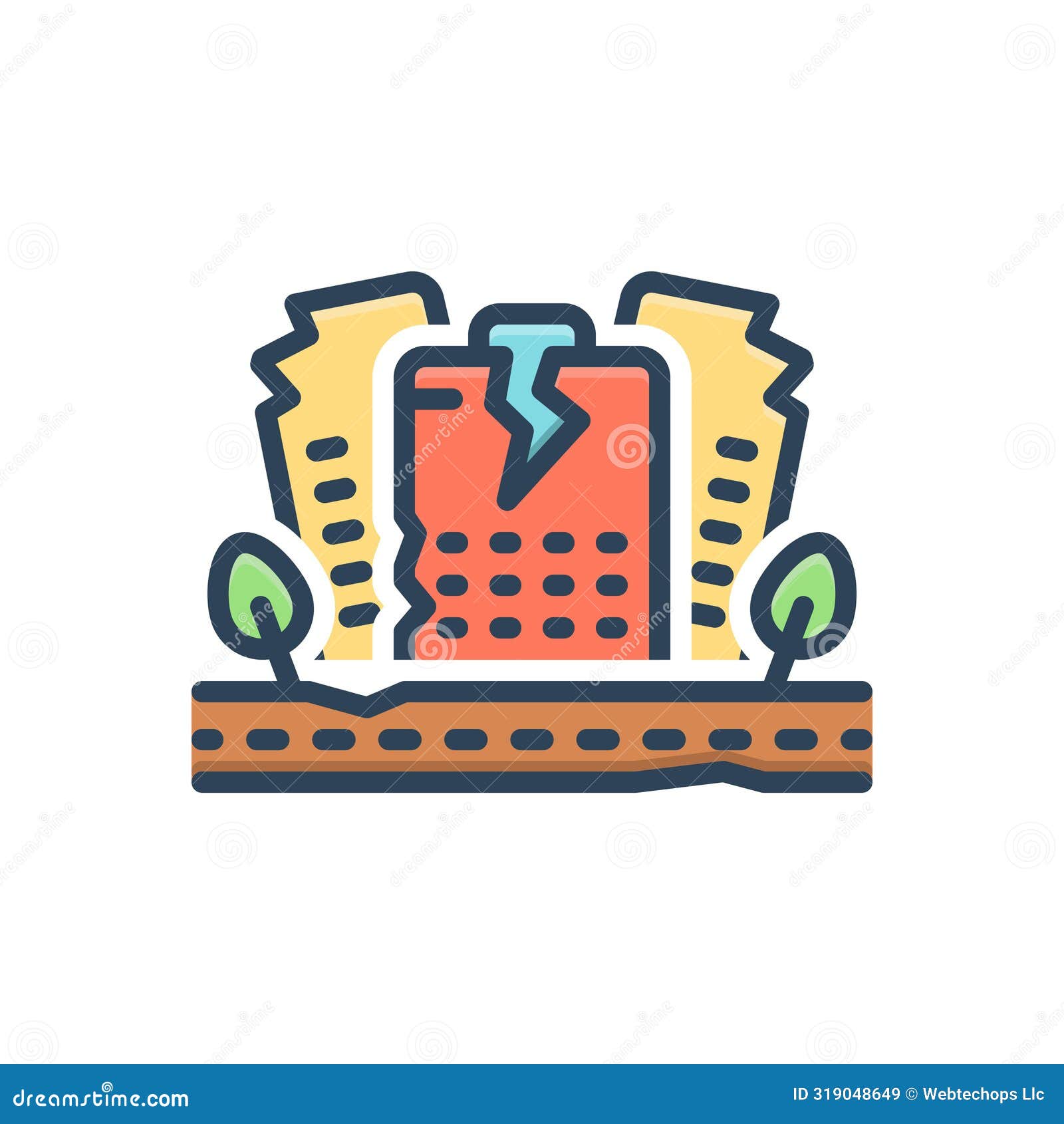 Color Illustration Icon for Earthquake, Catastrophe and Damage Stock ...