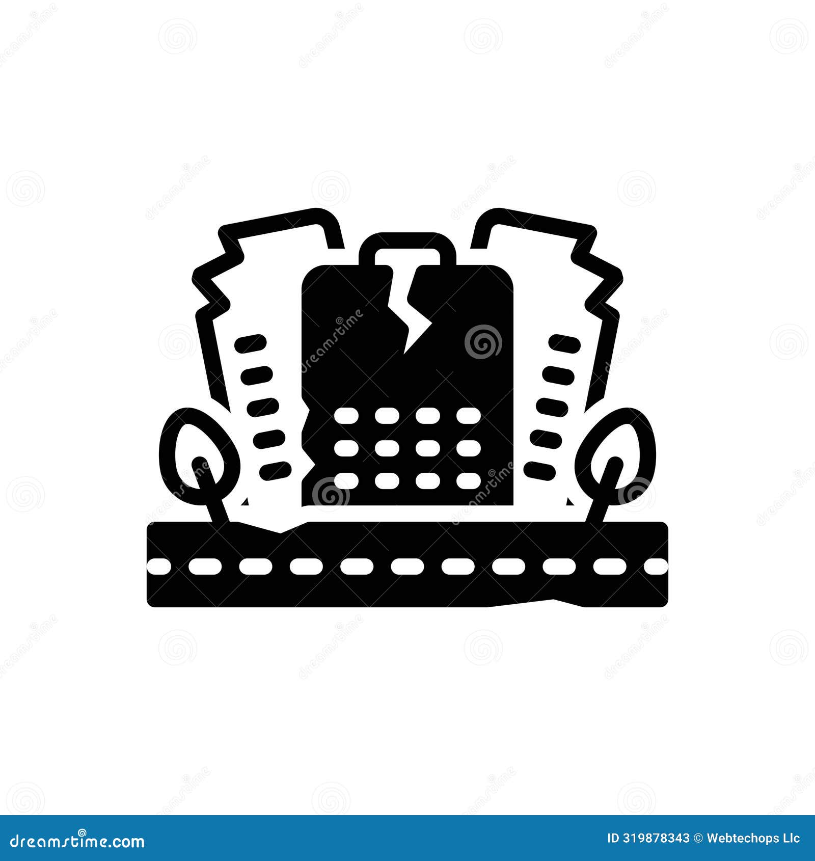 Black Solid Icon for Earthquake, Catastrophe and Daage Stock ...