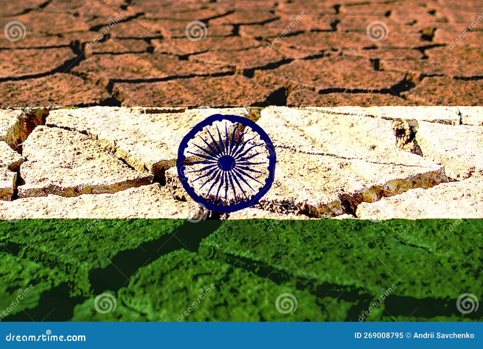 Earthquake in India. Flag of India on Cracked Ground Stock Image ...