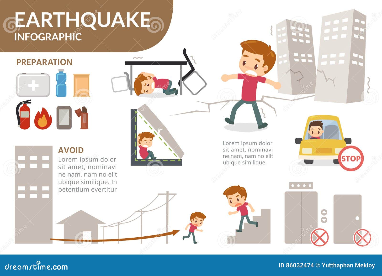 How To Survive the Earthquake. Earthquake Infographic Stock ...