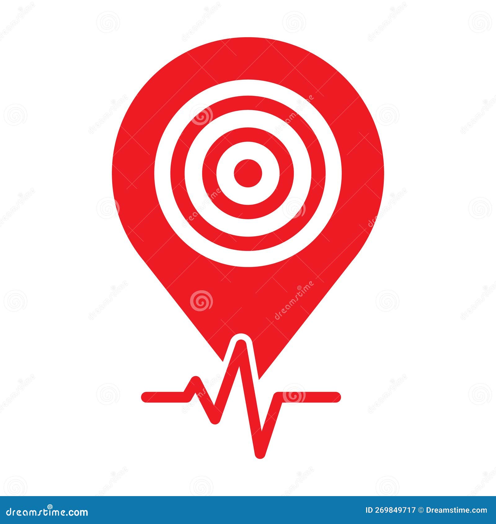 Earthquake Location Icon. Map Pin and Earthquake Vector Illustration ...